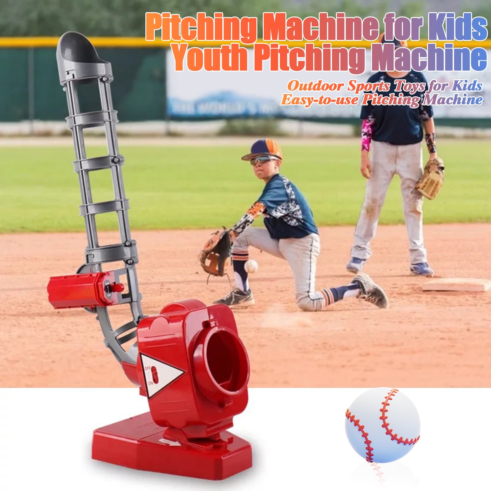 Kids Auto Baseball Pitching Machine Set Adjustable Angles Height Auto ...