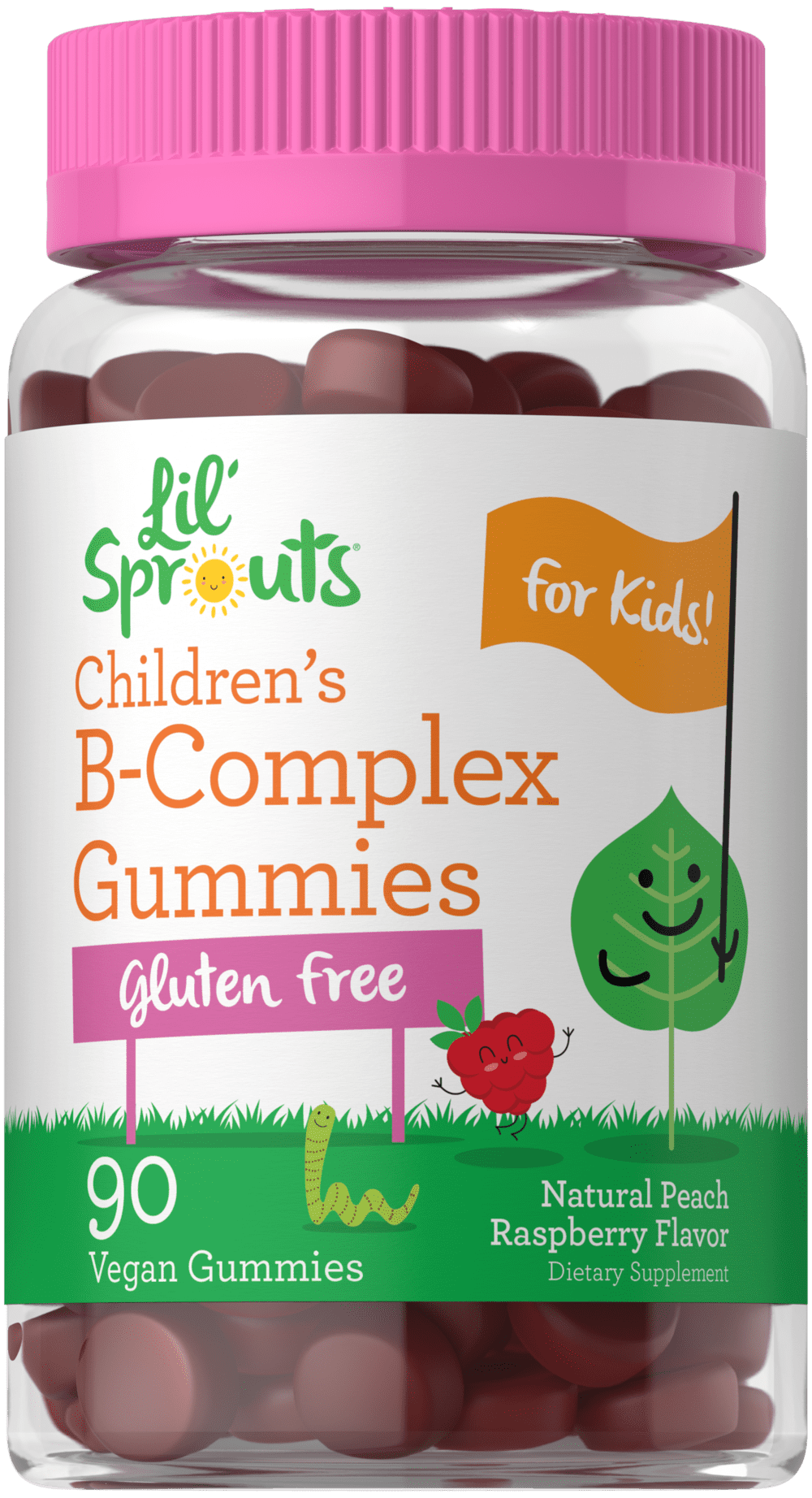 Kids B Complex | 90 Gummies | Peach Raspberry Flavor | Non-GMO, Gluten ...