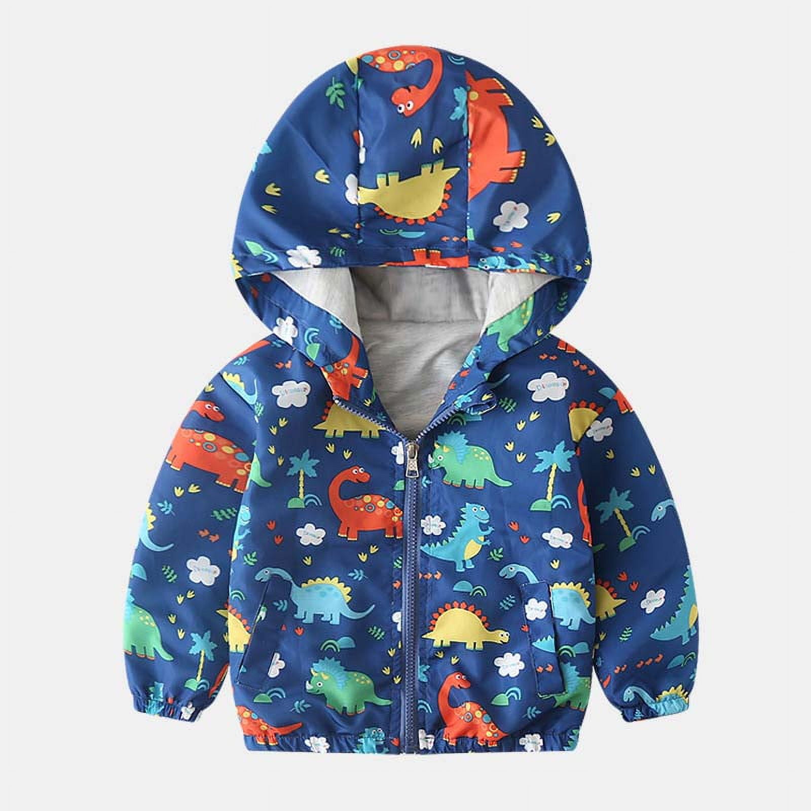 Kids Baby Boy Dinosaur Hooded Zip Jackets Windbreaker Cartoon Casual ...