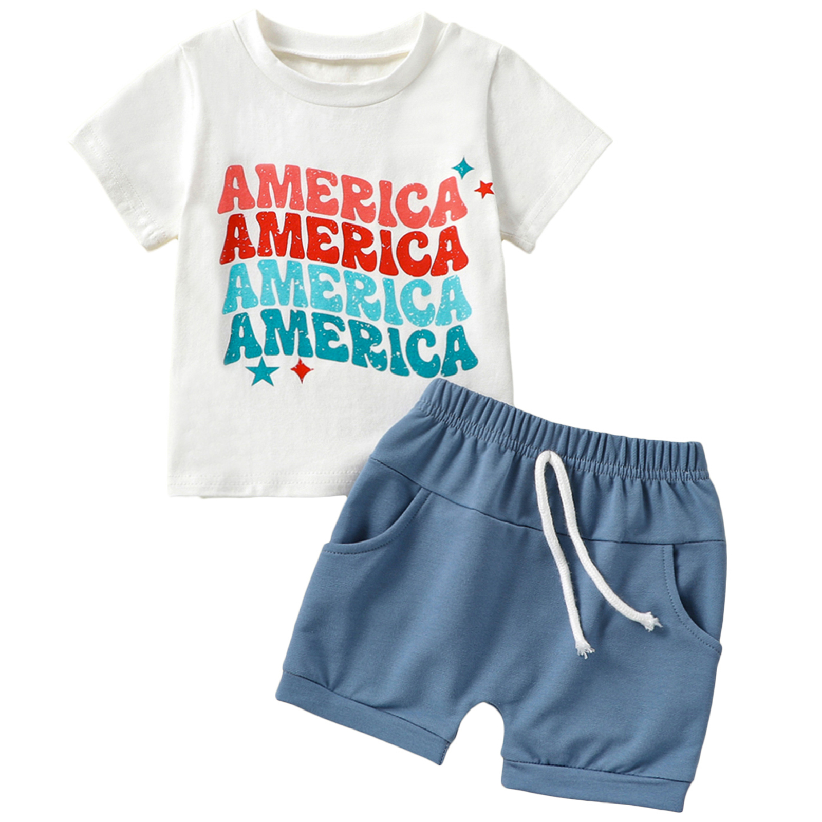 Kids Baby Boys 4th of July Outfits Set Short Sleeve Letters Print T ...