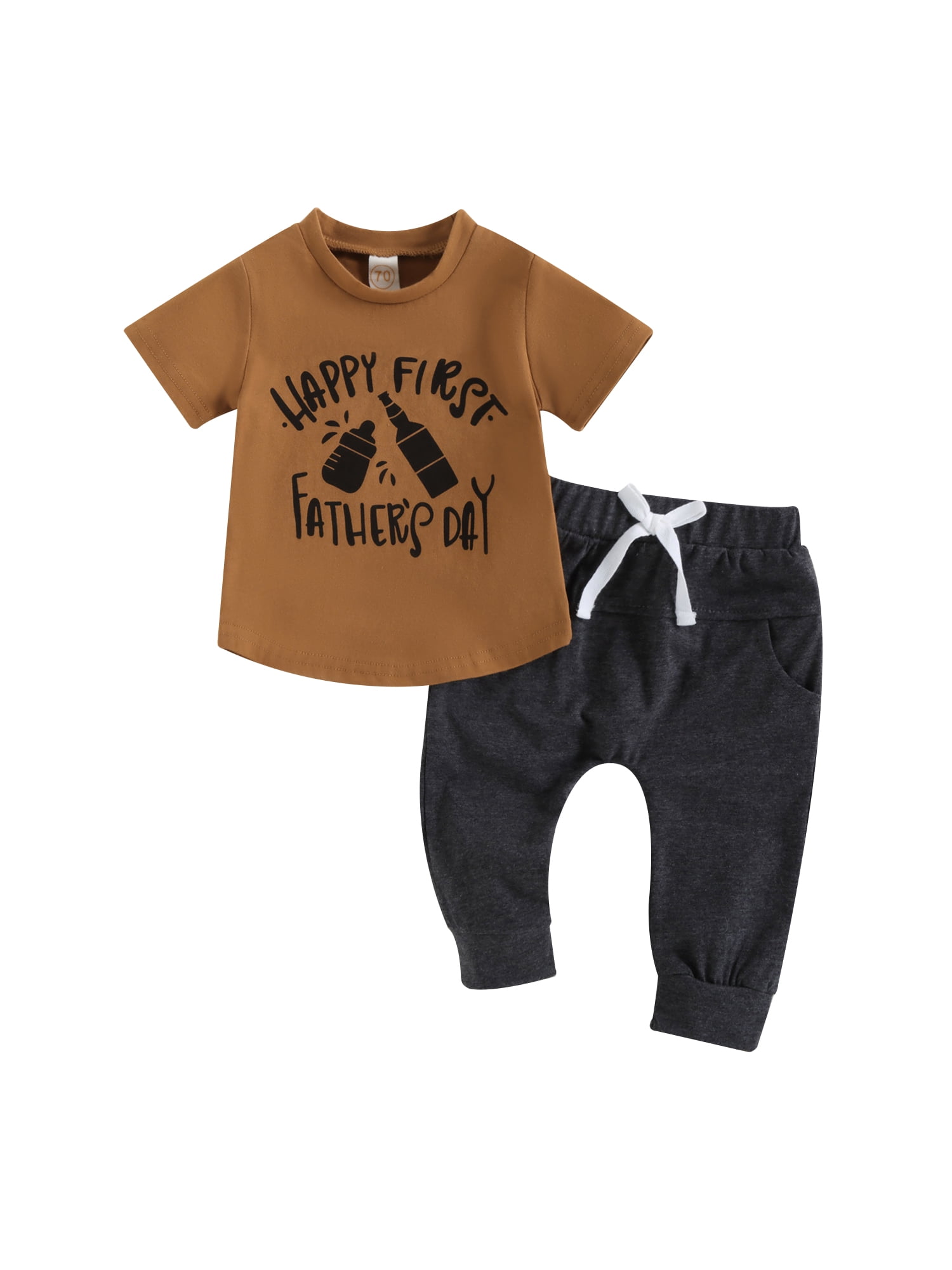 Kids Baby Boys Father's Day Outfits Set Short Sleeve Crew Neck Letters ...