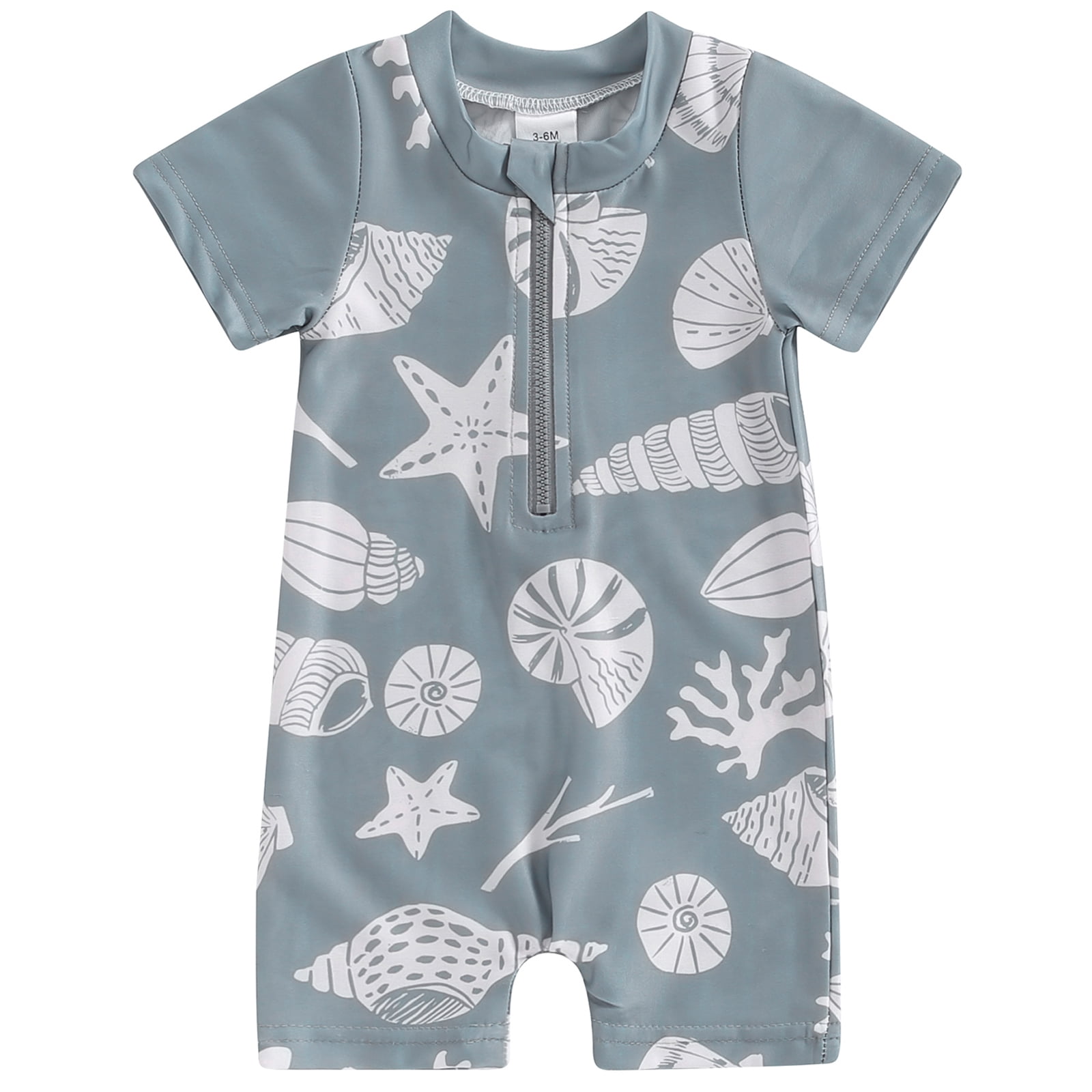 Kids Baby Boys Summer Swimwear Cute Sea Element Zipper Short Sleeve ...