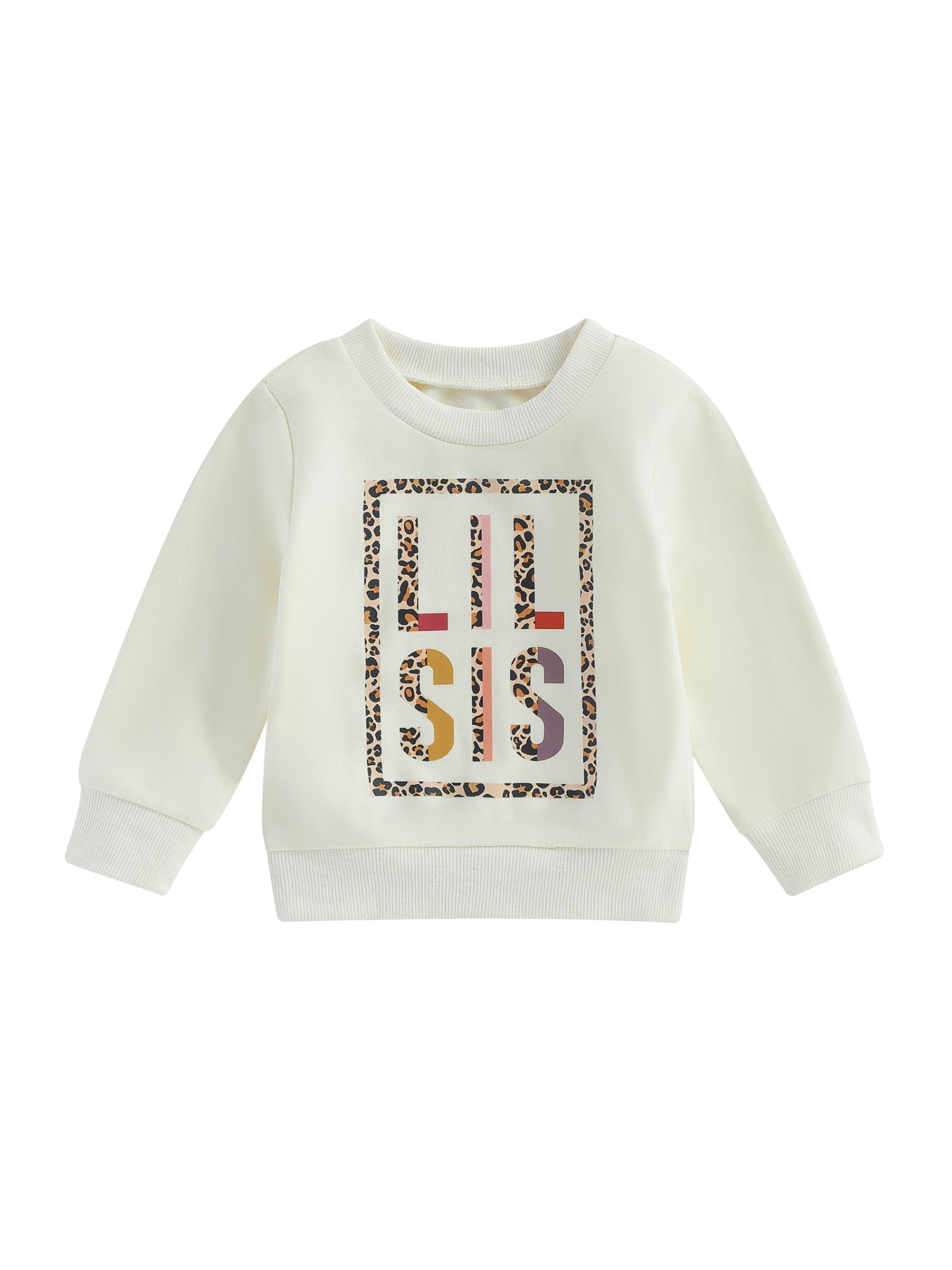 Kids Baby Girl Long Sleeve Leopard Sweatshirts Big Sister Shirt Little ...