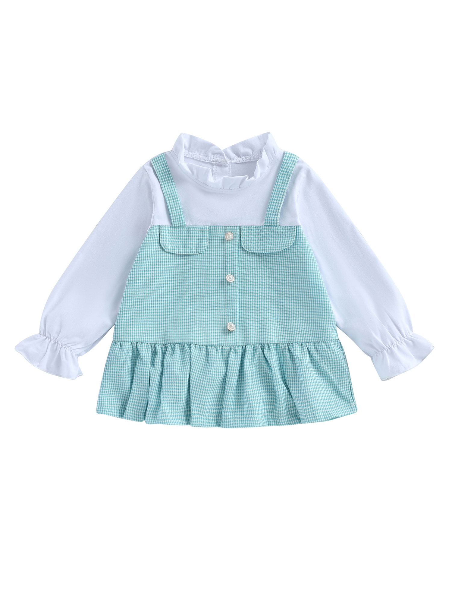 Kids Baby Girl Luxur Fall Dress Long Sleeve Houndstooth Dress Pearls ...