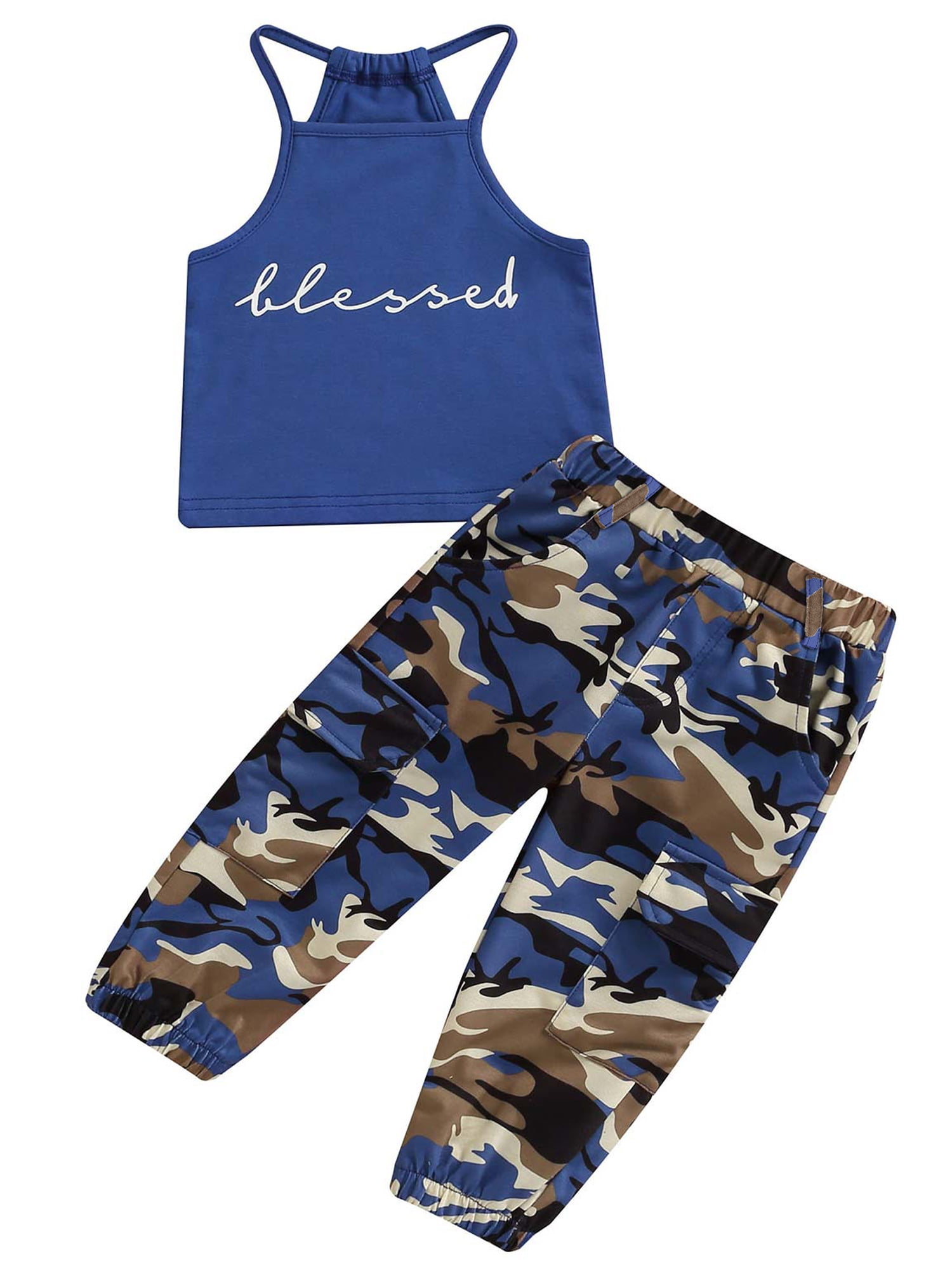 Kids Baby Girls 2pcs Outfits Set Letter Print Sling Tank Tops ...