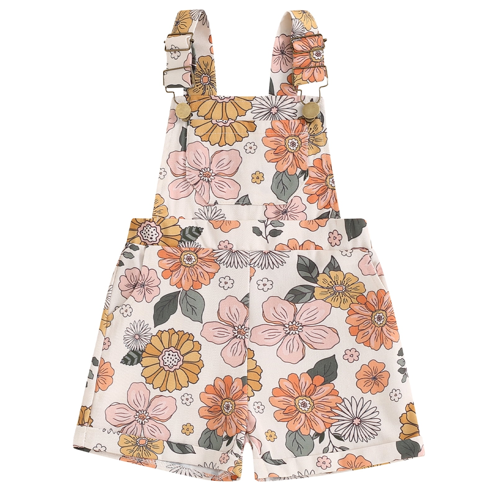 Kids Baby Girls Denim Overalls Strawberry/Flower Sleeveless Straps ...