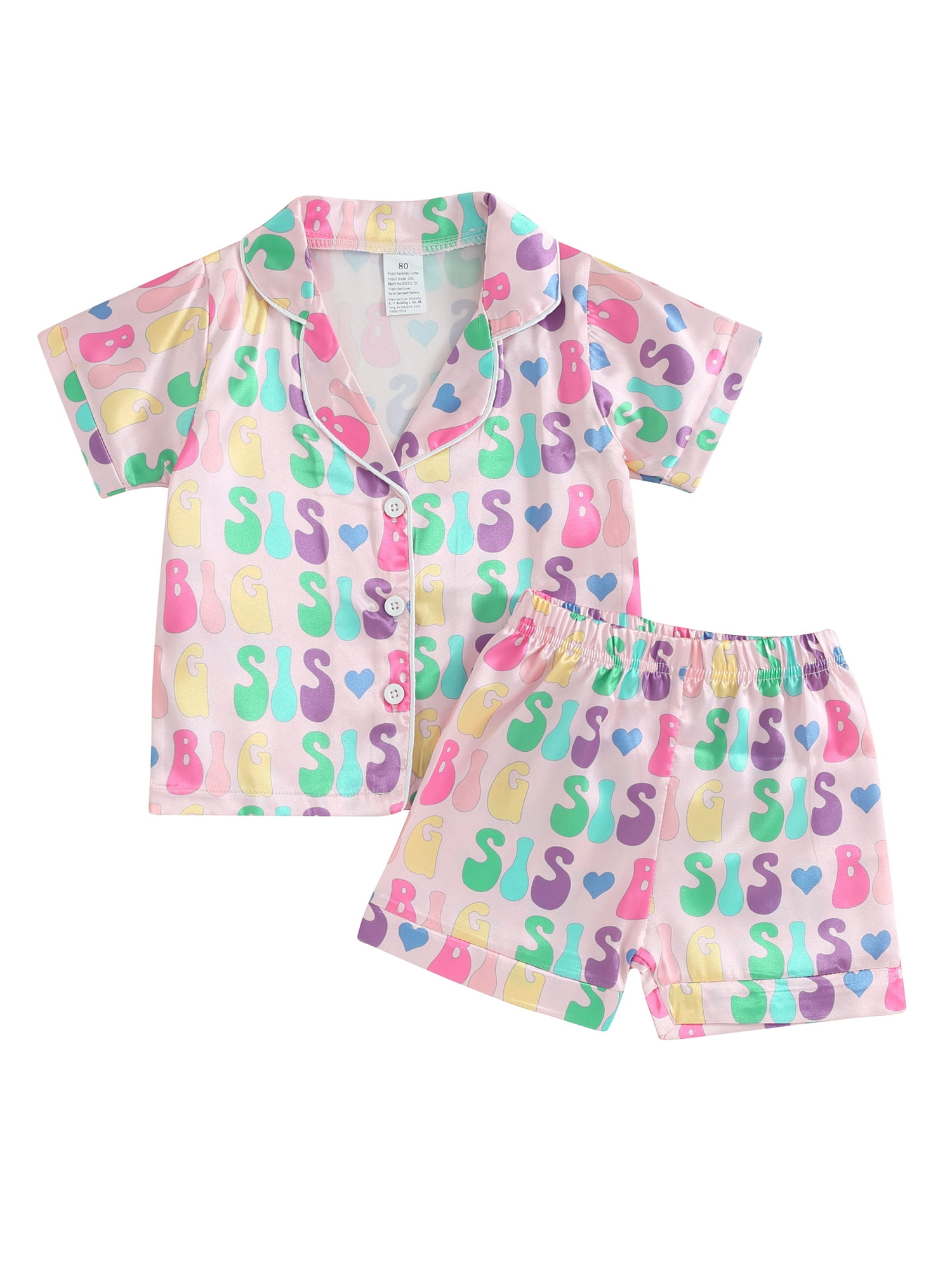 Kids Baby Girls Summer Pajamas Set Big Sister Little Sister Outfit ...