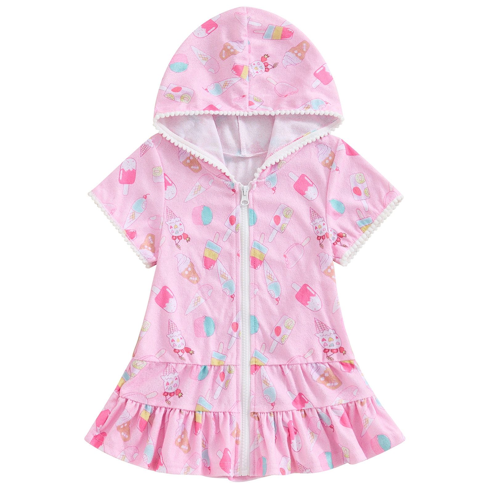 Kids Baby Girls Swimsuit Cover up Summer Floral Hooded Short Sleeve ...
