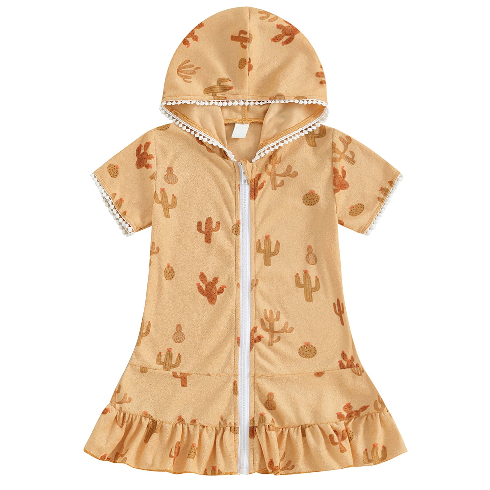 Kids Baby Girls Swimsuit Cover up Summer Floral Hooded Short Sleeve ...