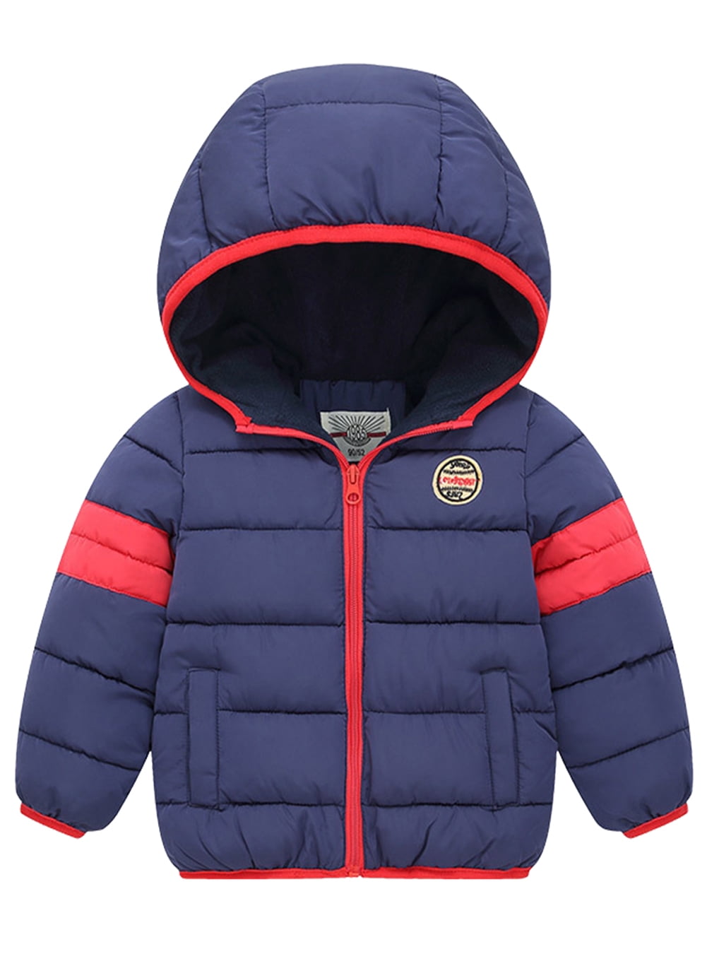 Kids Baby Puffer Jacket Hooded Coat Boy Zip Splicing Jacket Outerwear 2-8T - Walmart.com