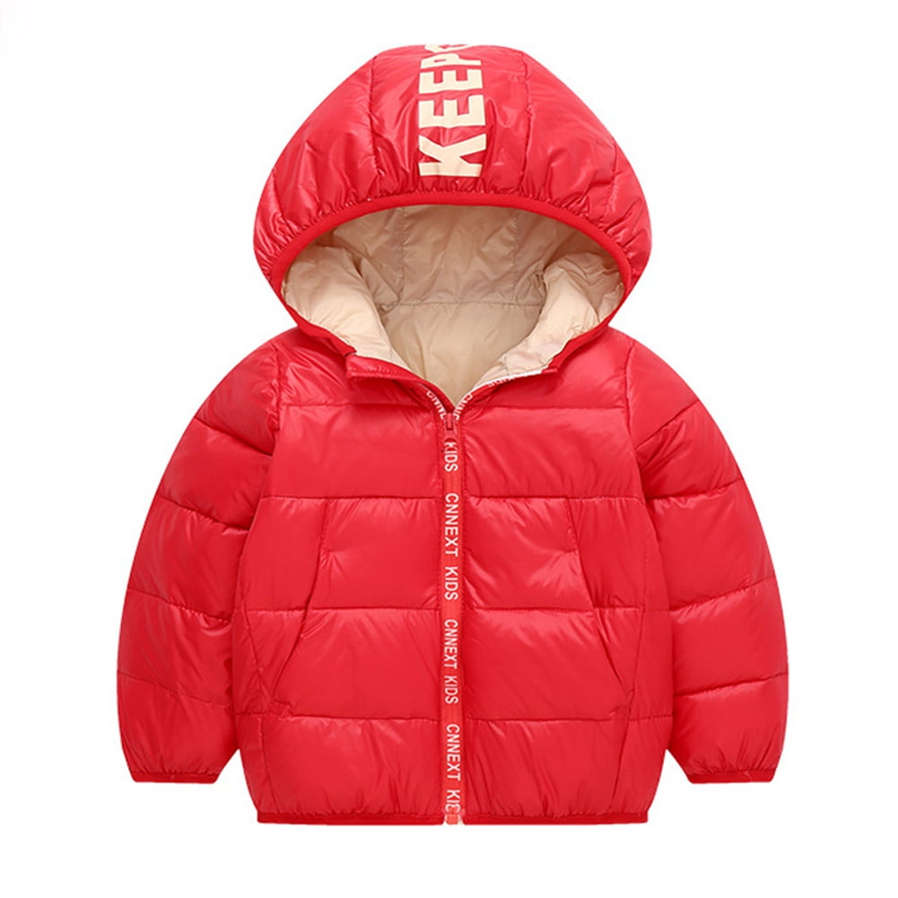 Kids Baby Puffer Jacket Winter Hooded Coat Boy Girls Zip Thick Jacket ...
