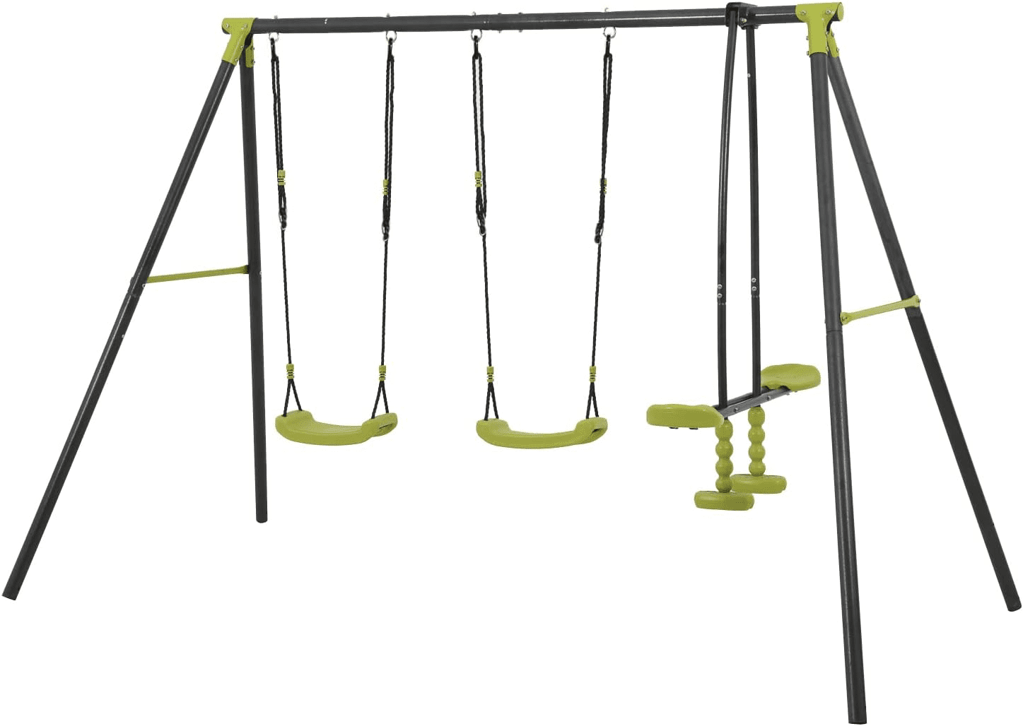 Kids Backyard Swing Set, 3 In 1 Metal Swing Set with Swing Seat and ...
