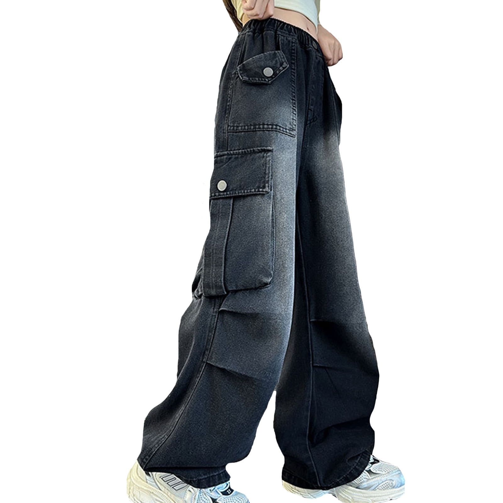 Kids Baggy Jeans Wide Leg Jeans Girls Wide Leg Denim Cargo Pants with ...