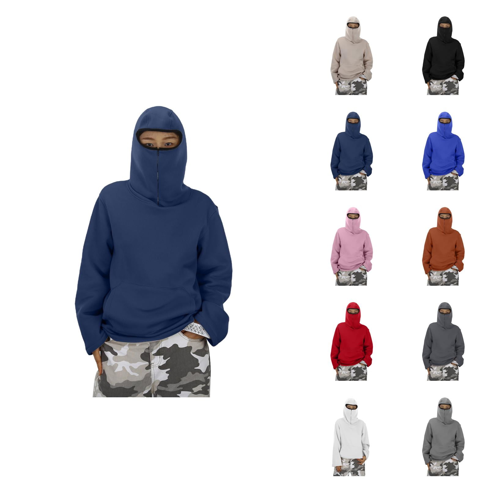 Kids Balaclava Hoodie 2025 Trendy Long Sleeve Plain Balaclava Mask ...