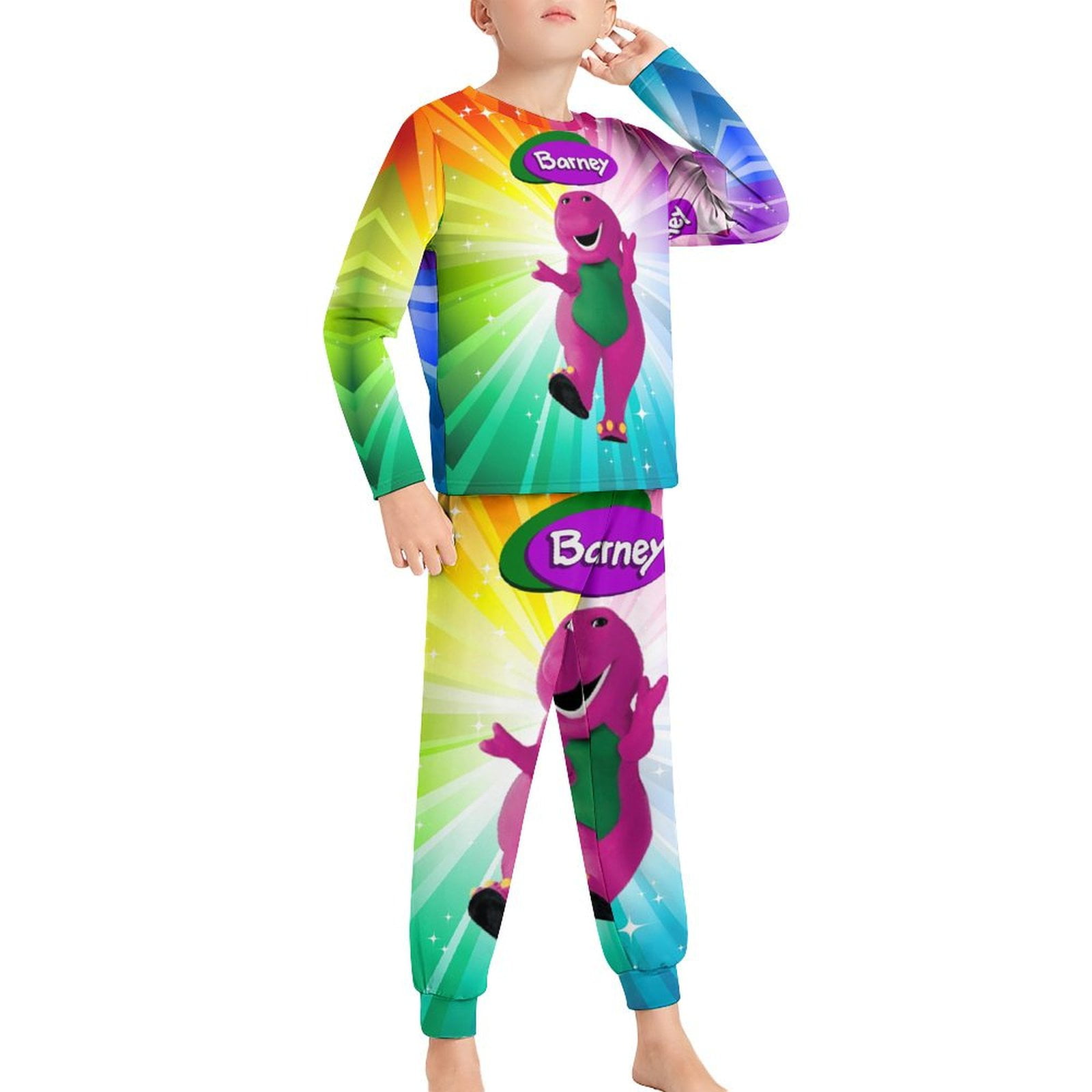 Kids Barney And Friends Pajama Long Sleeve Sleepwear Pant Set Cute ...