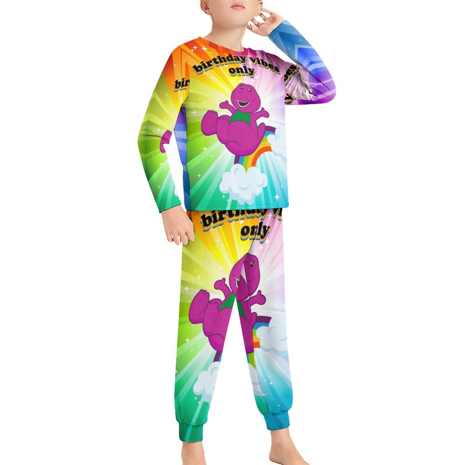 Kids Barney And Friends Pajama Long Sleeve Sleepwear Pant Set Cute ...