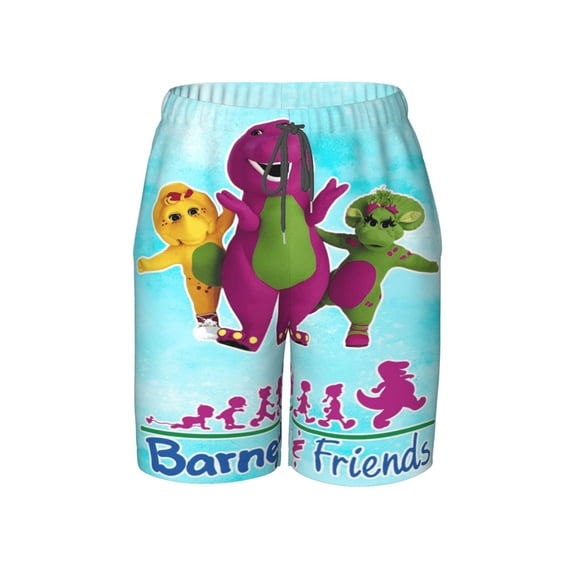 Kids Barney Dinosaur Friends Beach Shorts with Mesh Liner Swim Trunks ...