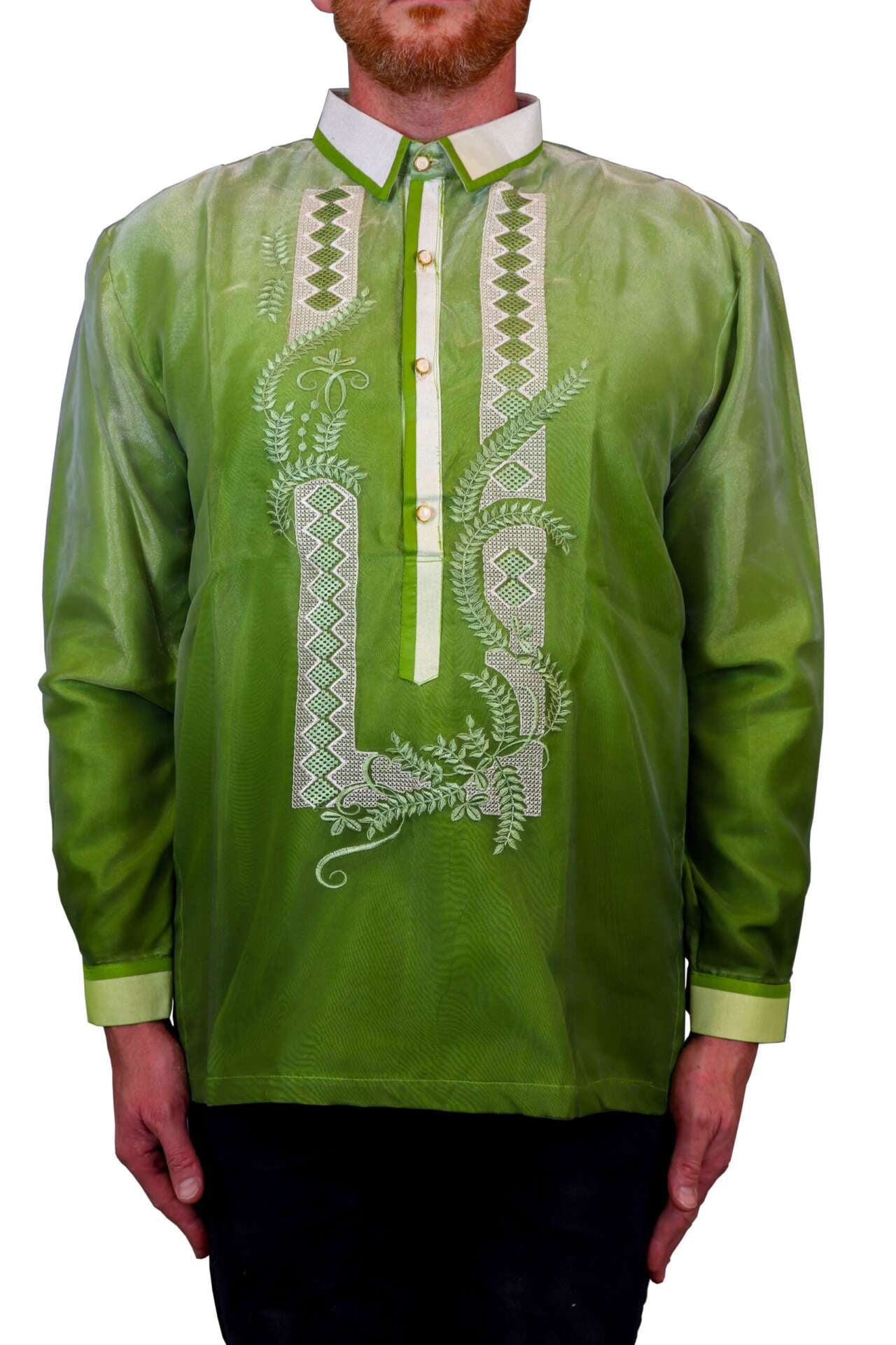 Kids Barong Tagalog Green Formal Dress Shirt Embroidered Filipino ...