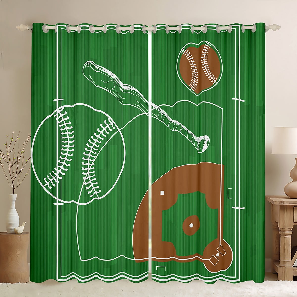 Kids Baseball Blackout Curtains for Boys Girls Sport Curtains & Drapes ...