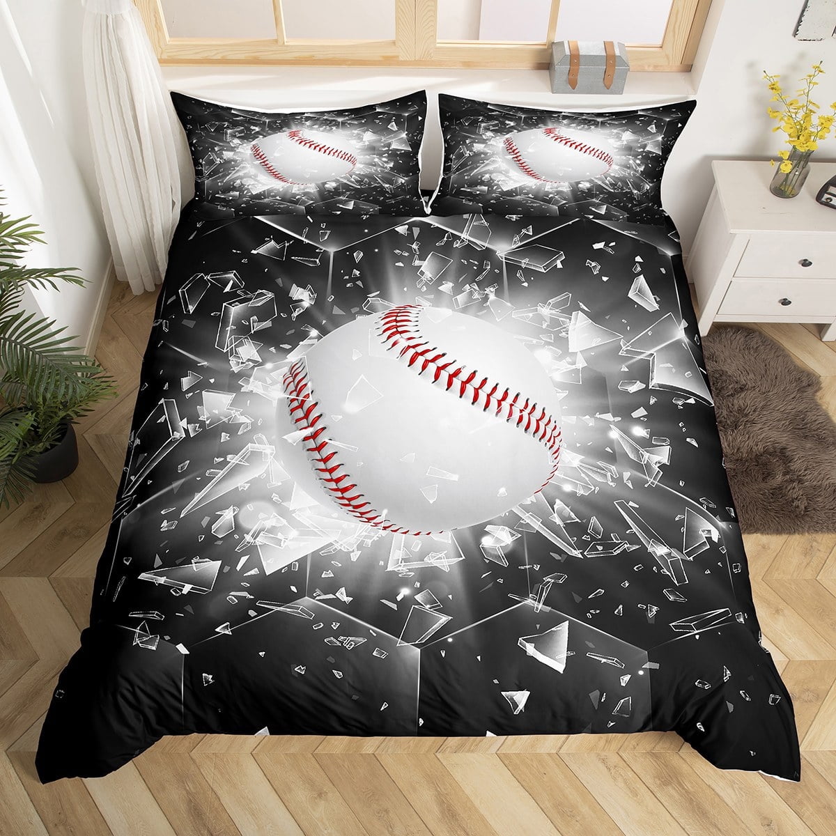 Baseball Comforter Cover Baseball Bedding Set King Teens Bedroom Decor ...