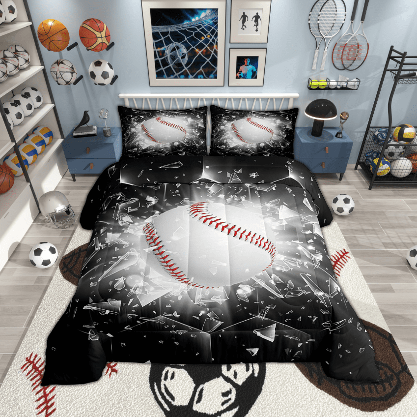 Baseball Comforter Set Baseball Bedding Full Size for Teens Bedroom ...