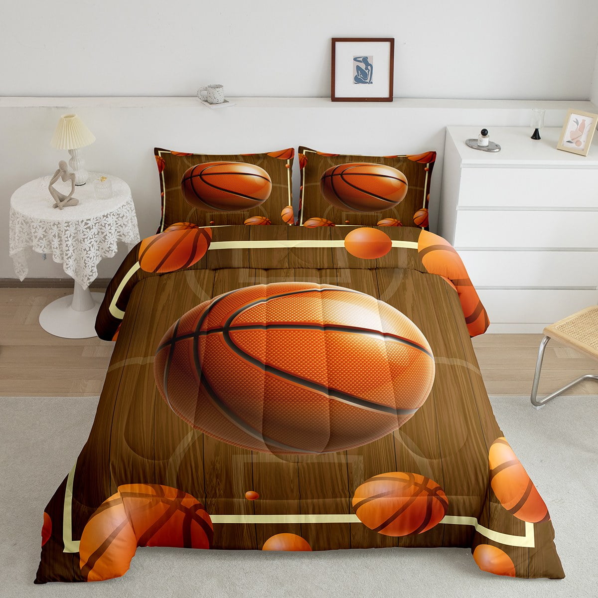 Basketball Bedding Sports Bedding Comforter Sets Twin Size,Orange ...