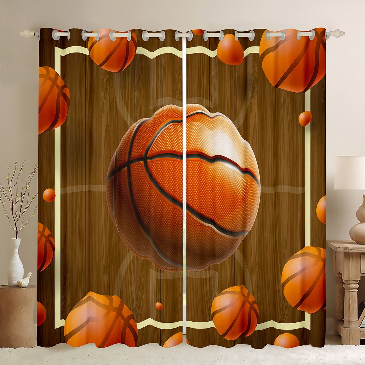 Kids Basketball Blackout Curtains for Boys Sports Curtains 42"x63" Set ...