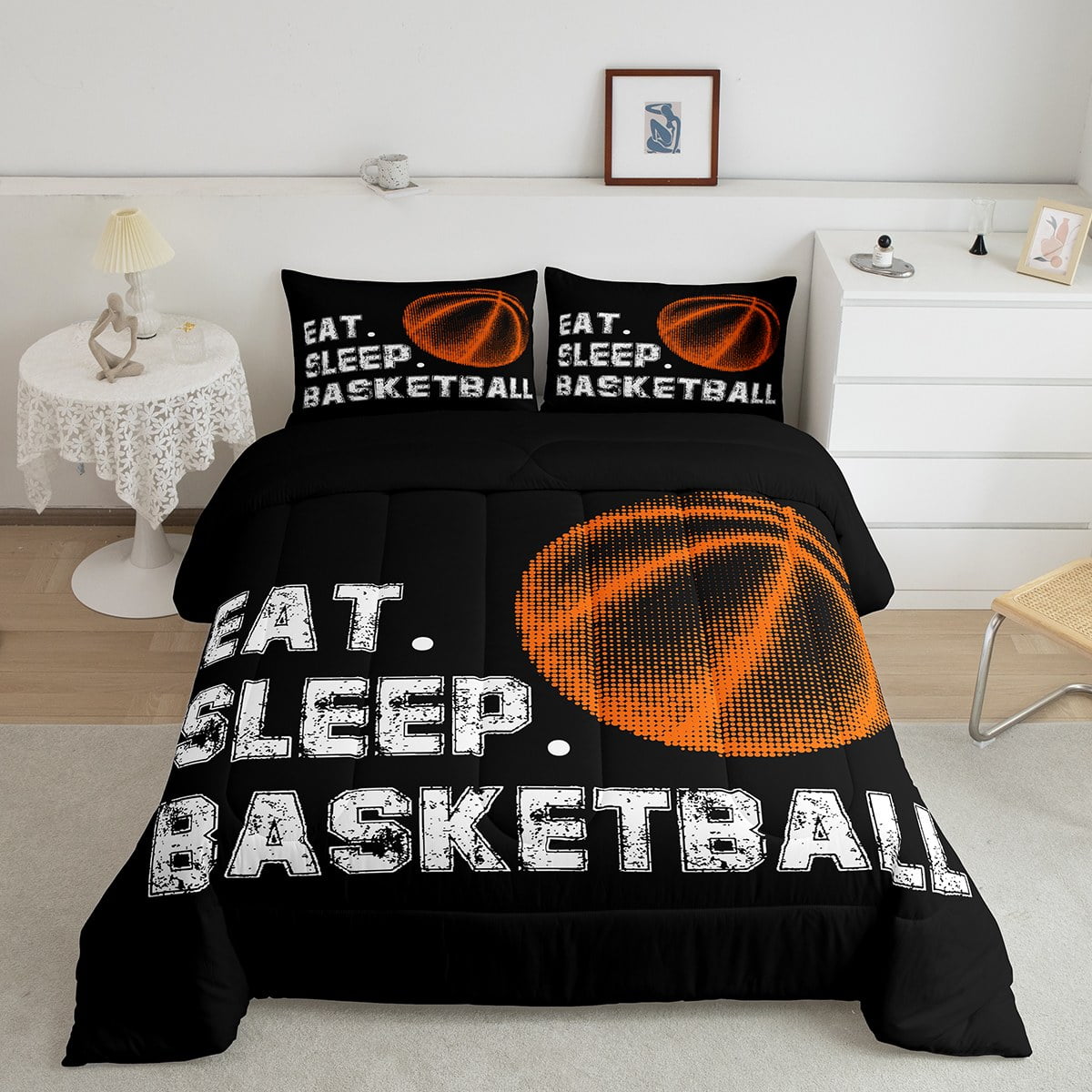 Basketball Comforter Set 3D Basketball Print Bedding Teens, Full Size ...
