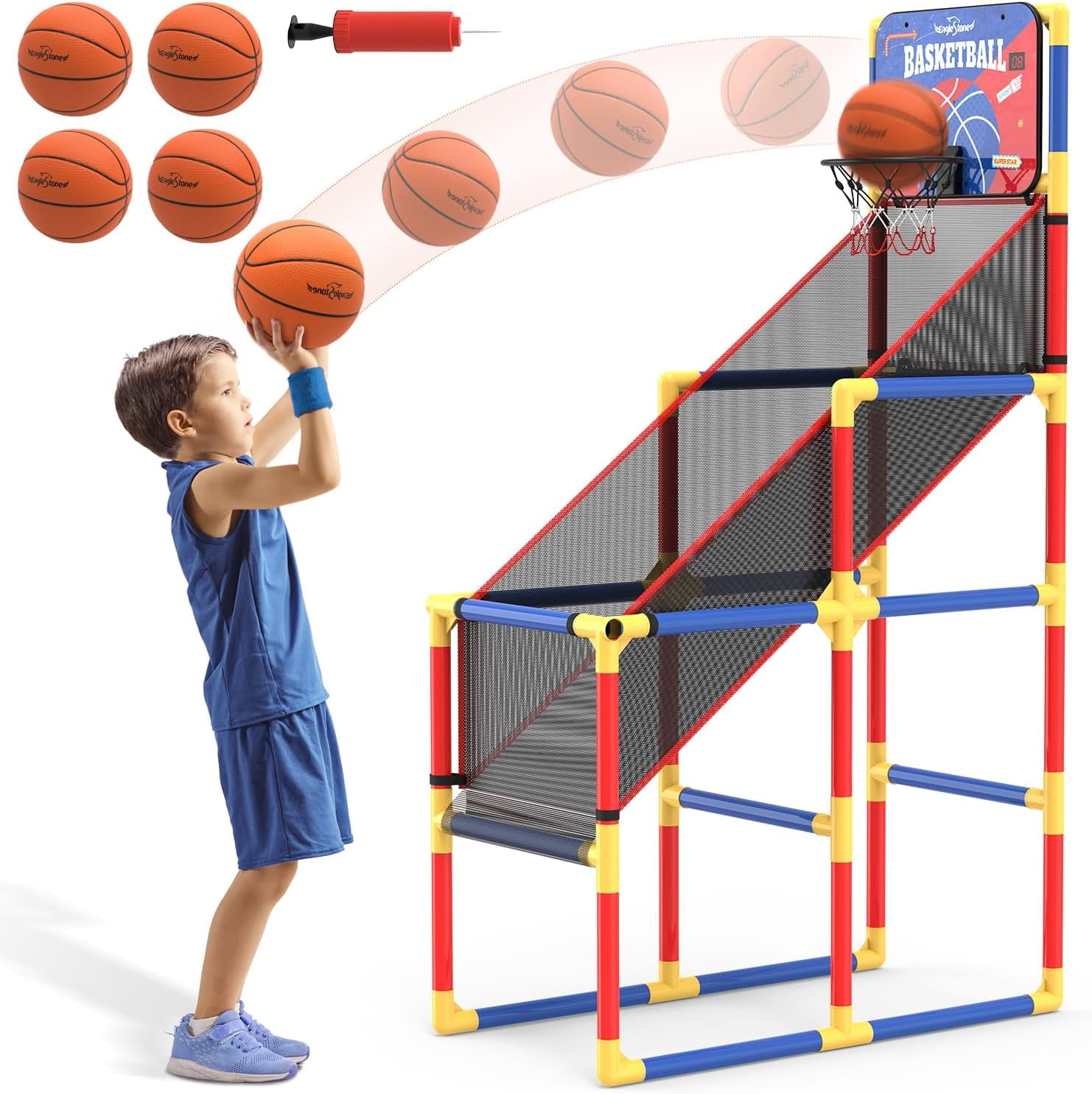 Kids Basketball Hoop Arcade Game W/Electronic Scoreboard Cheer Sound ...