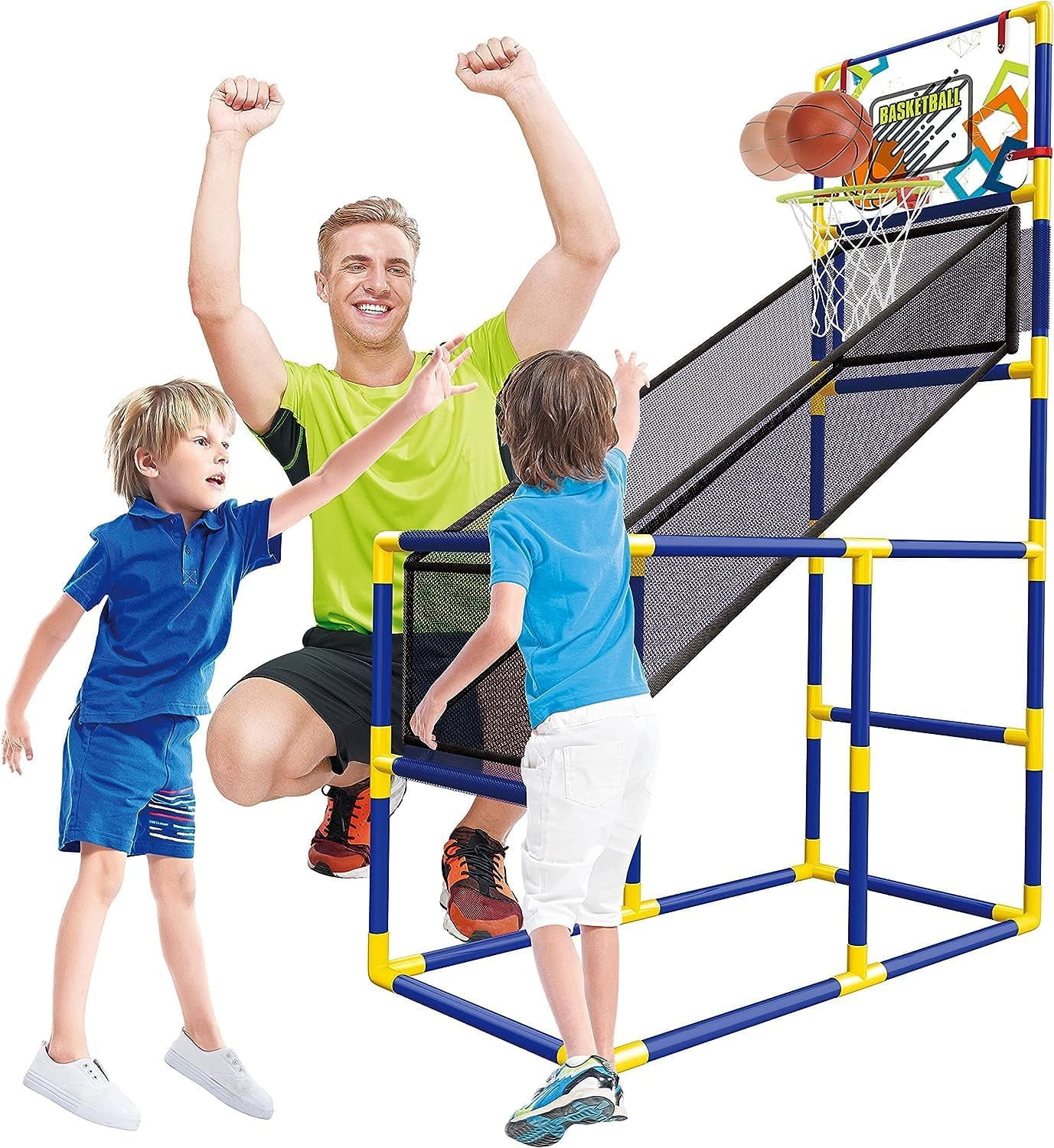 Kids Basketball Hoop Arcade Game with 4 Balls Pump - Indoor Toy ...
