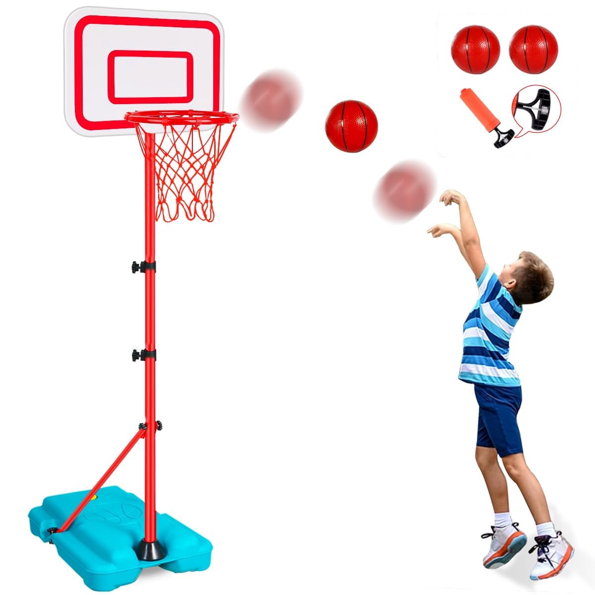 Kids Basketball Hoop Height Adjustable Basketball Net for Outdoor ...