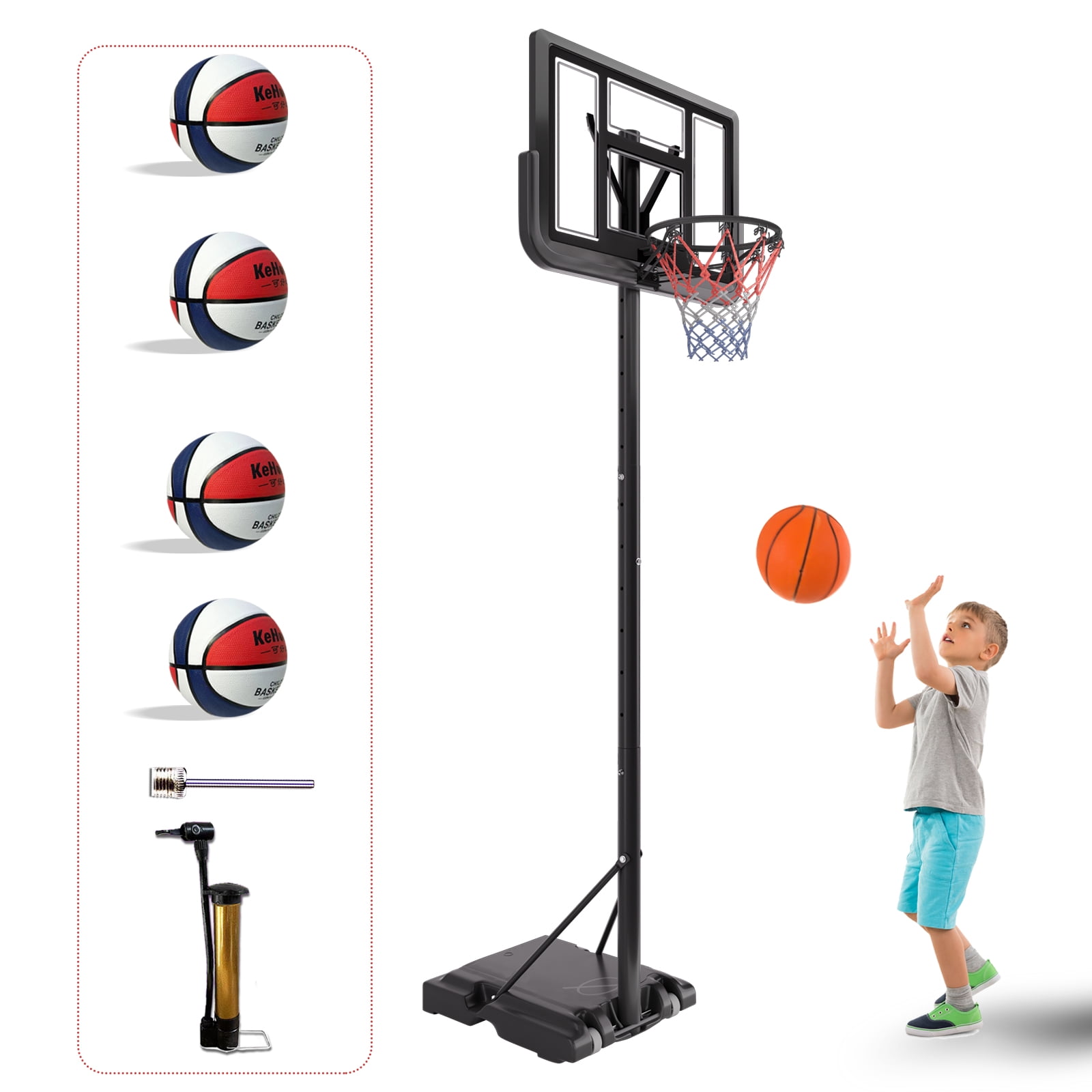 Kids Basketball Hoop Outdoor 4.8-10ft Adjustable, Portable Basketball ...