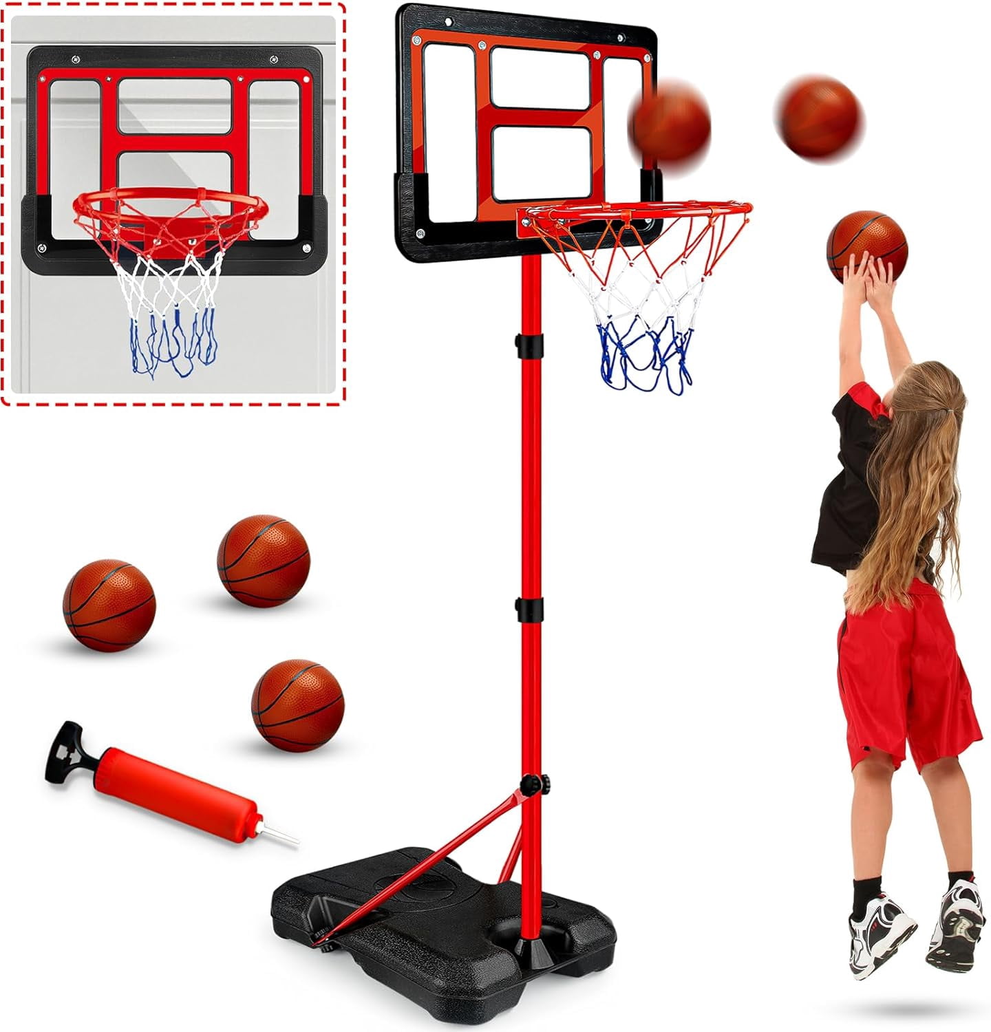 Adjustable Kids Basketball Hoop Stand Set, Toddler Toys for Boys Age 3 ...