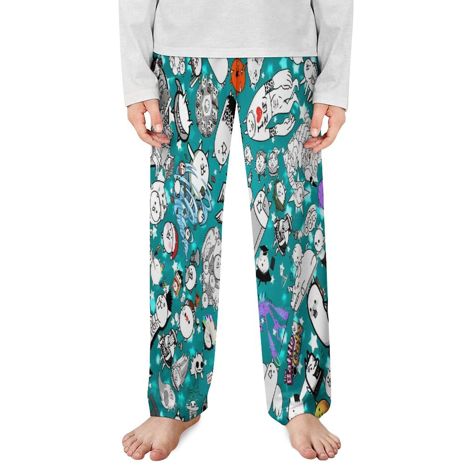 Kids Bat-tle Cats Pajama Pants Cartoon Long Pj Pants Cute Elastic Waist ...