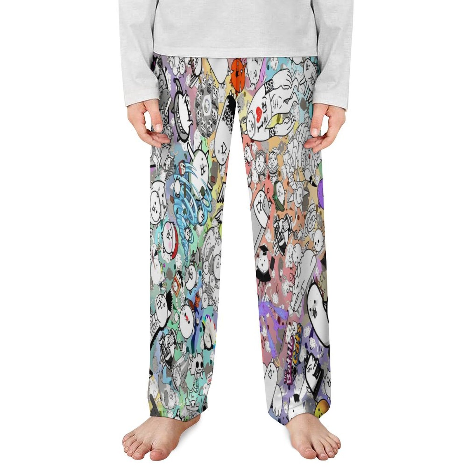 Kids Bat-tle Cats Pajama Pants Cartoon Long Pj Pants Cute Elastic Waist ...