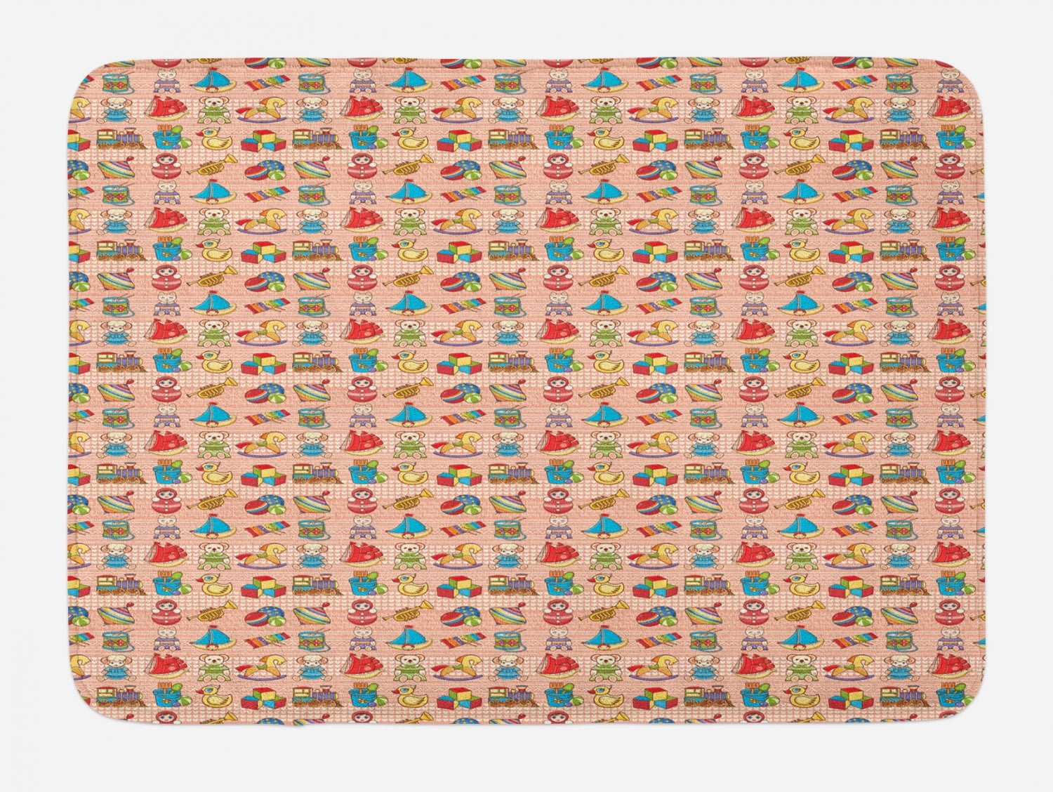 Kids Bath Mat, Playthings for Children Teddy Bears Rubber Ducks and ...