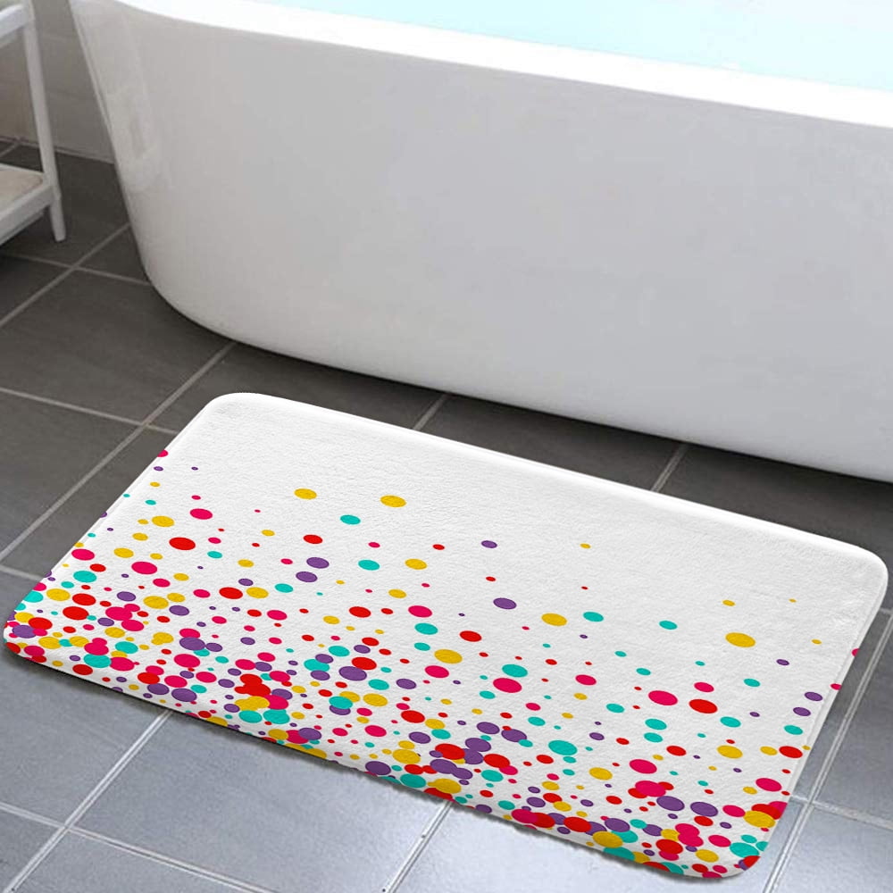 Kids Bath Rugs, Colorful Polka Dot Bubble Confetti Bath Mat Set Floor ...