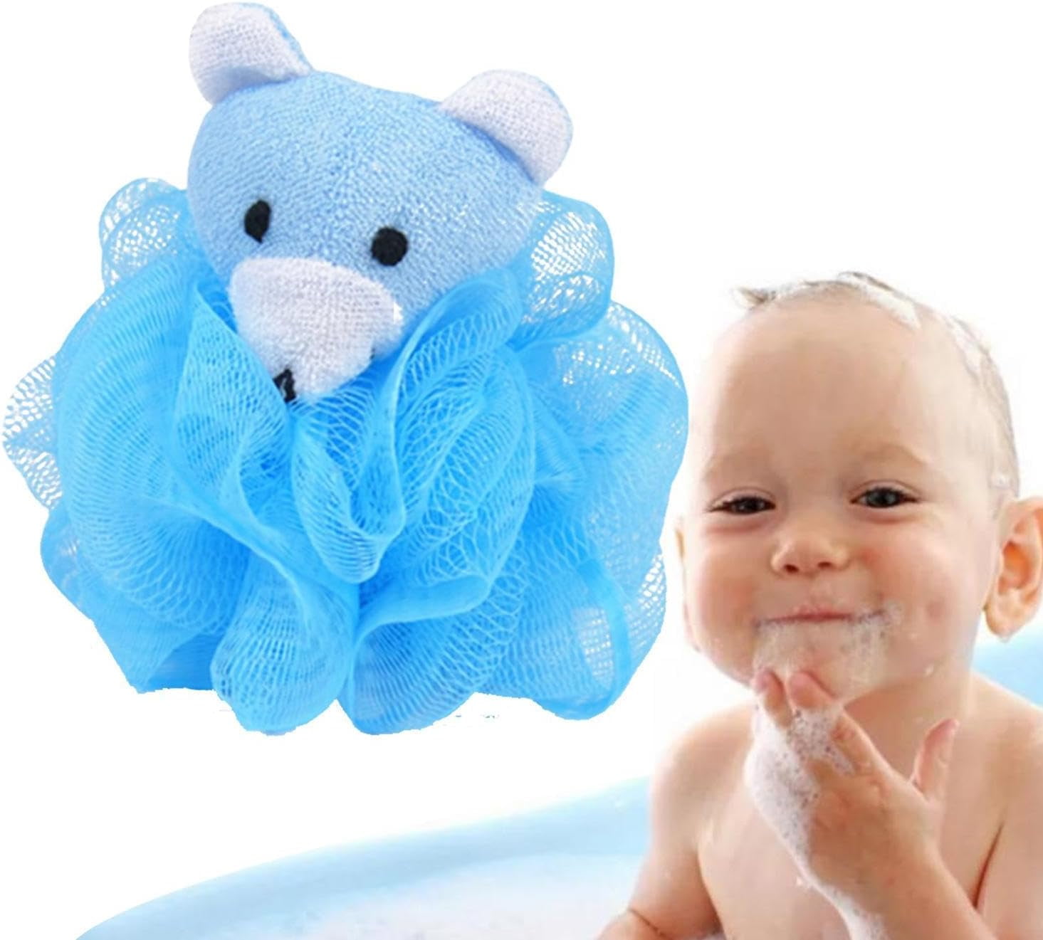 Kids Bath Sponge - Cartoon Body Scrubber Shower Ball Bath Sponge - 2 ...