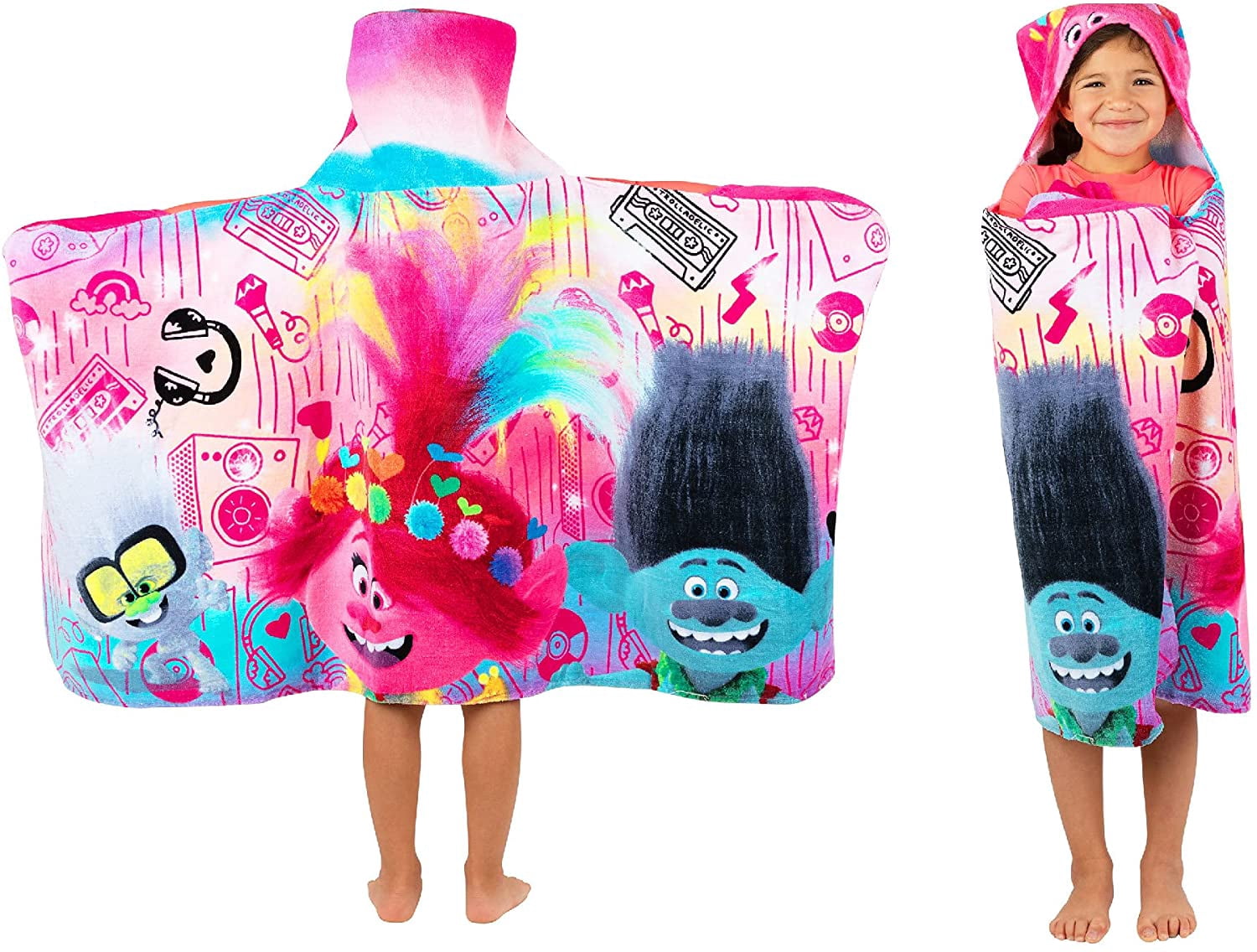 Kids Bath and Beach Cotton Terry Hooded Towel Wrap, 30 in x 50 in ...