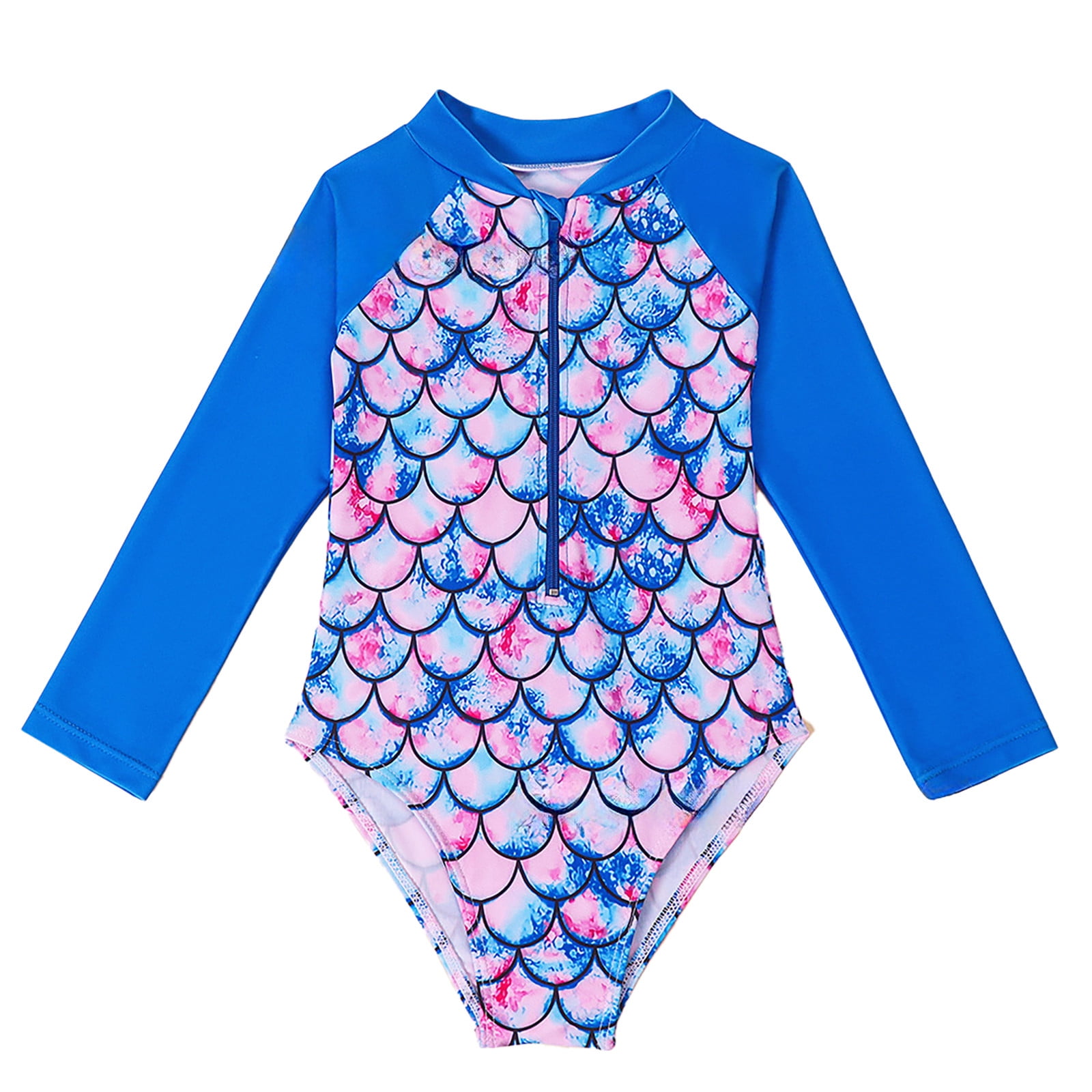 Kids Bathing Suits Girls Long Sleeve Rash Guard Swimsuit With Zipper ...