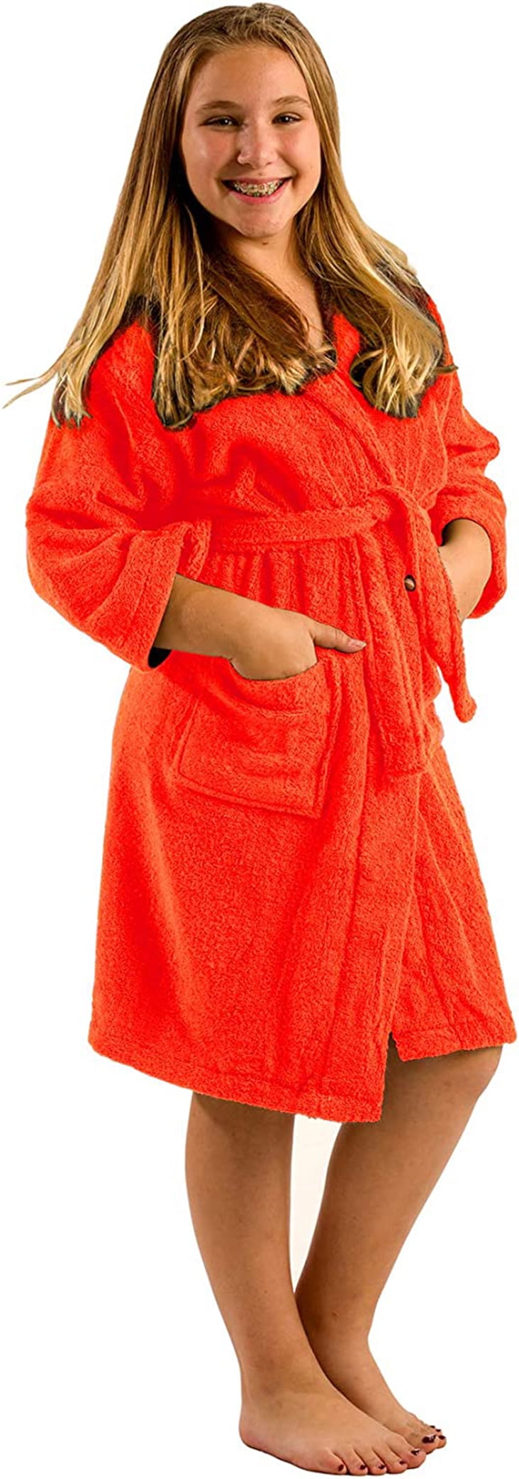 Kids Bathrobe- Boys Girls Microfiber Fleece Hooded Robe With Pockets ...