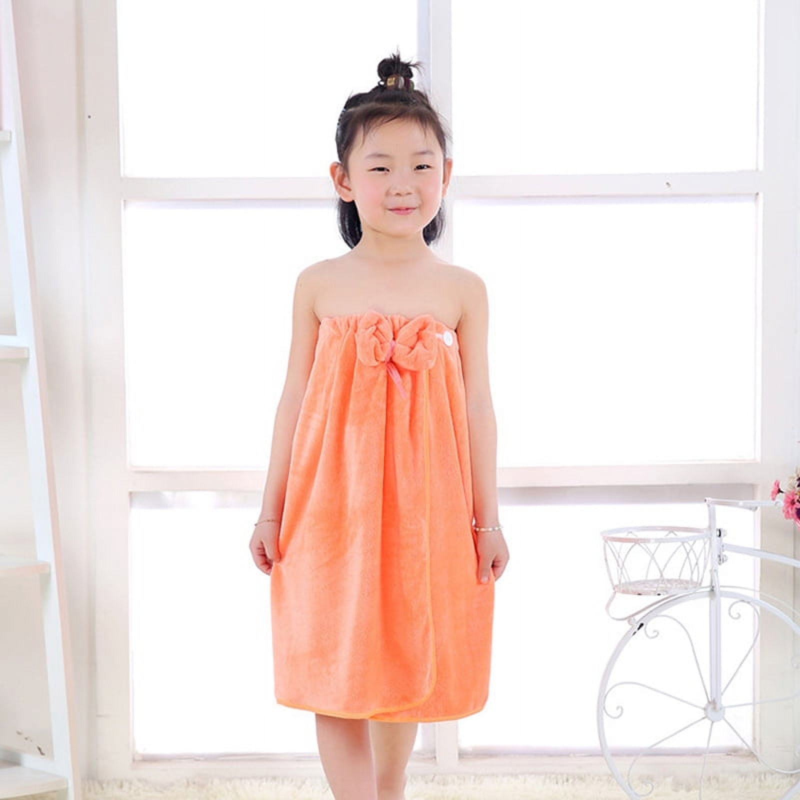 Kids Bathrobe with Bowknot Decor Adjustable Microfiber Skin-friendly ...