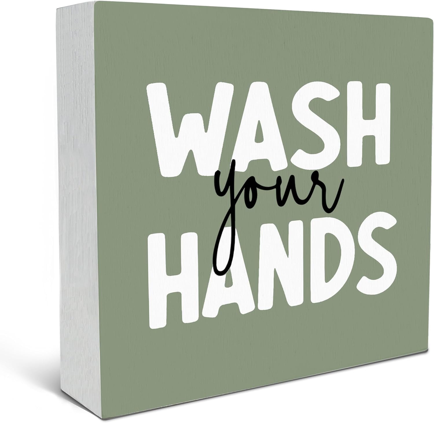 Kids Bathroom Quote Wash Your Hands Wood Box Sign Desk Decor, Funny ...