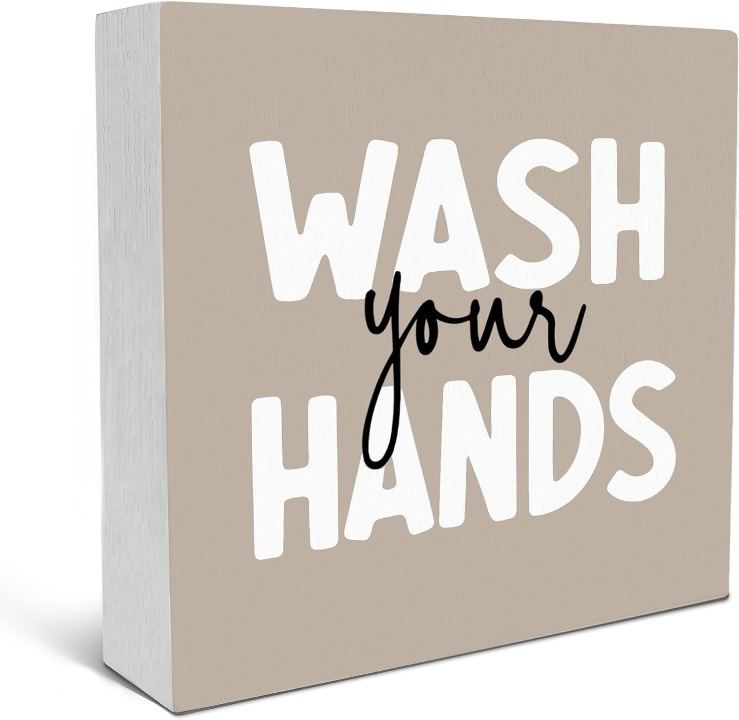 Kids Bathroom Quote Wash Your Hands Wood Box Sign Desk Decor, Funny ...