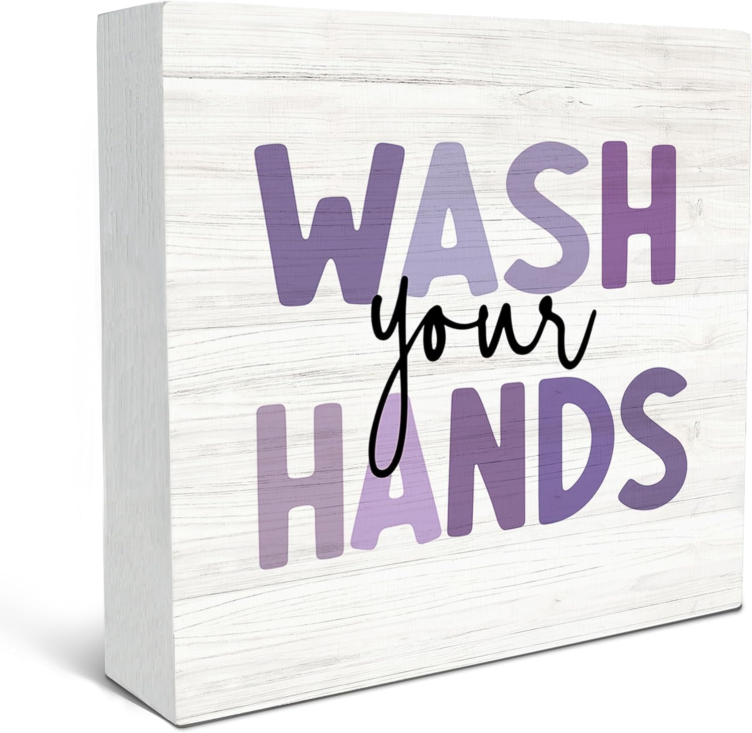 Kids Bathroom Quote Wash Your Hands Wood Box Sign Desk Decor, Funny ...