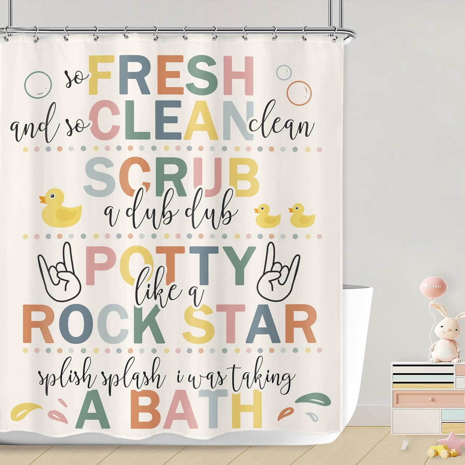 Kids Bathroom Rules Shower Curtain Bathroom Set 60Wx71H Inches Funny ...