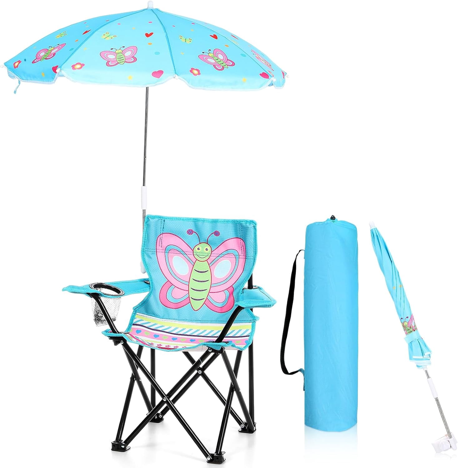 Kids Beach Chair with Umbrella Child Folding Chair Umbrella with ...