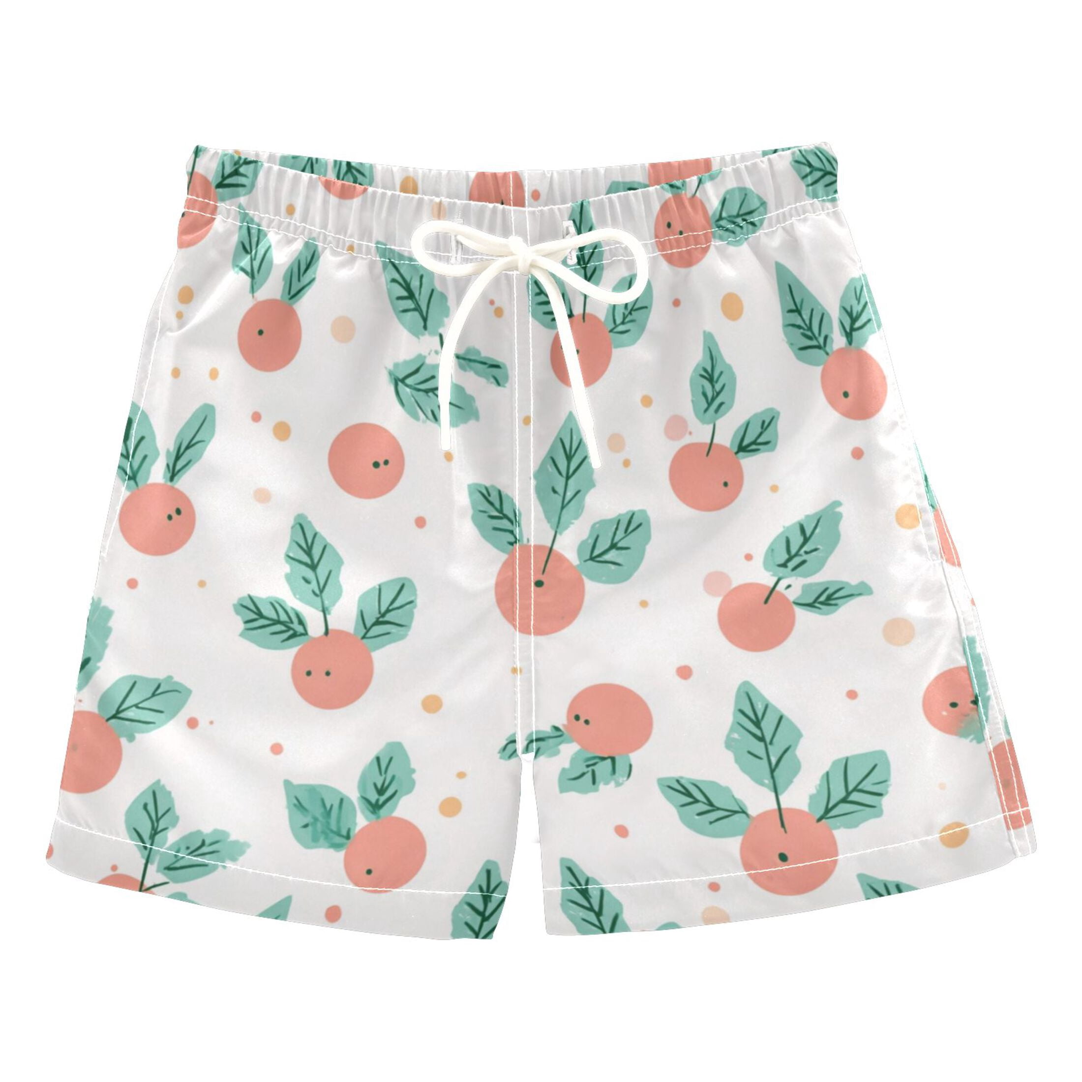 Kids' Beach Pants Comfortable Swim Trunks Peach Holly Leaves and ...