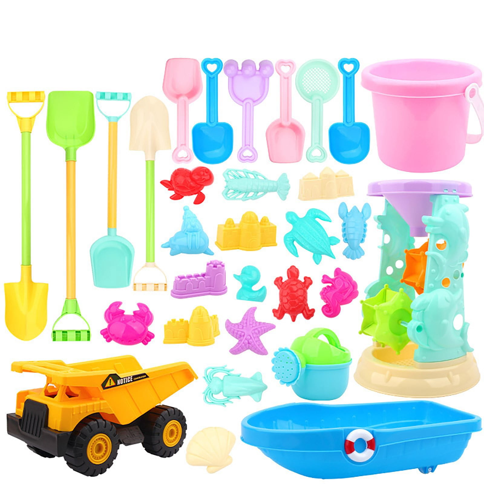 Kids Beach Sand Toy Set with Dump Truck, Shovels, Molds, and Water ...