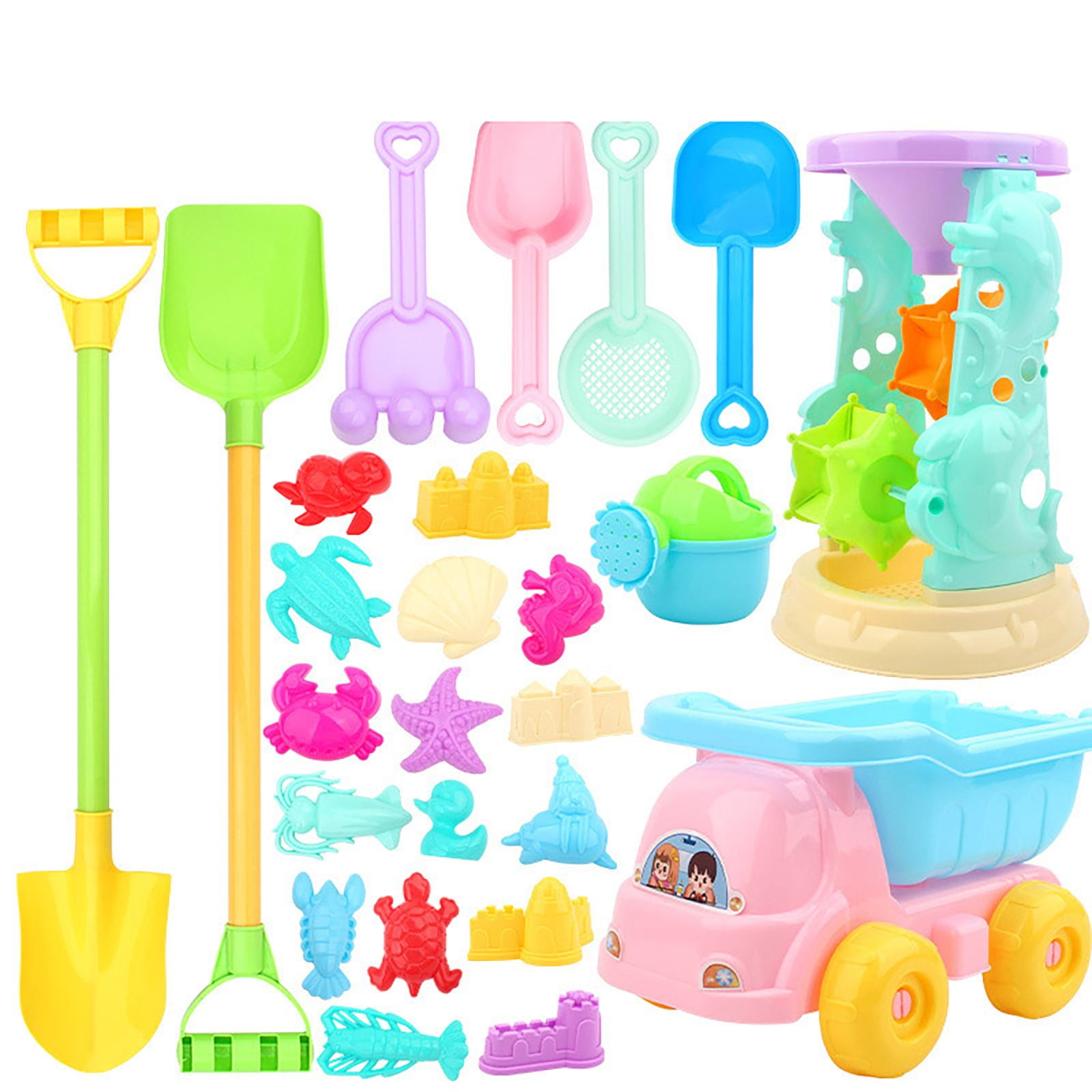 Kids Beach Sand Toy Set with Dump Truck, Shovels, Molds, and Water ...